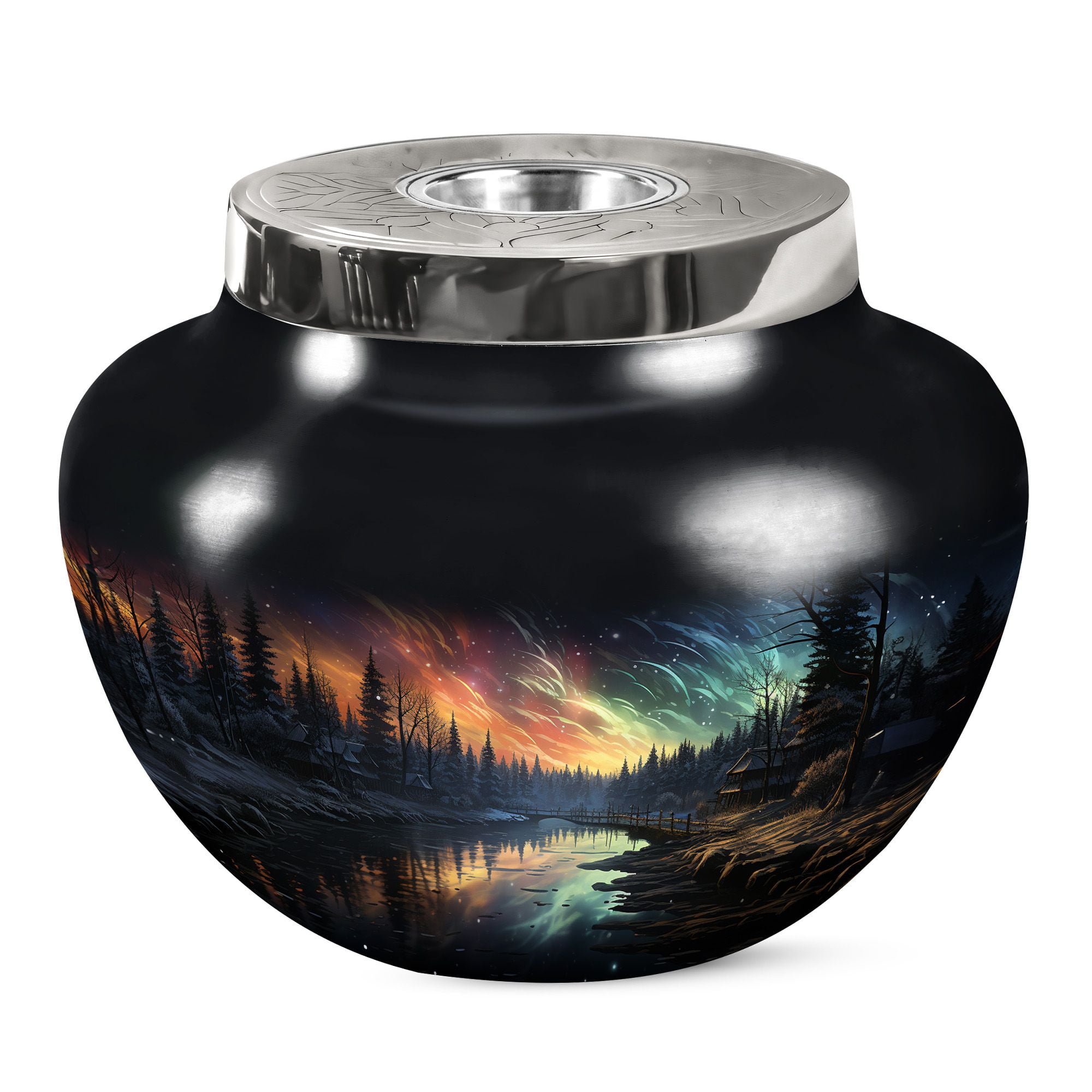 JAGSHASHI Aurora Embrace Over A Winter Wonderland Large Memorial Urns ...