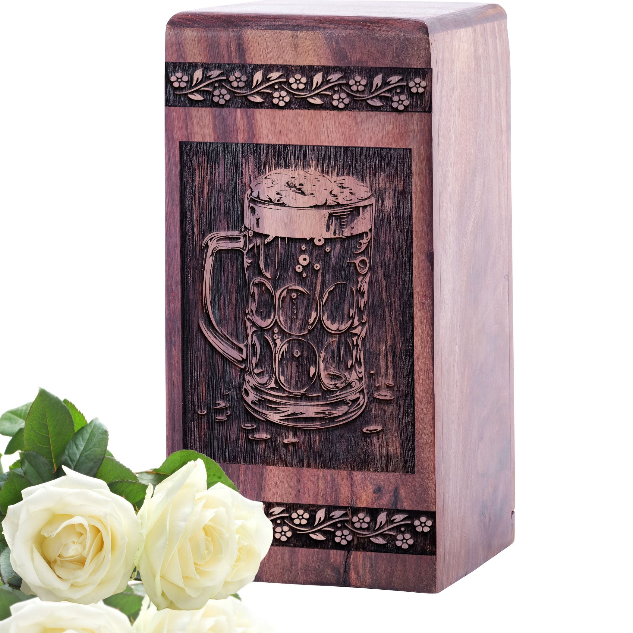 JAGSHASHI Beer Wooden Cremation Urn For Mom & Dad - Handmade Wooden ...