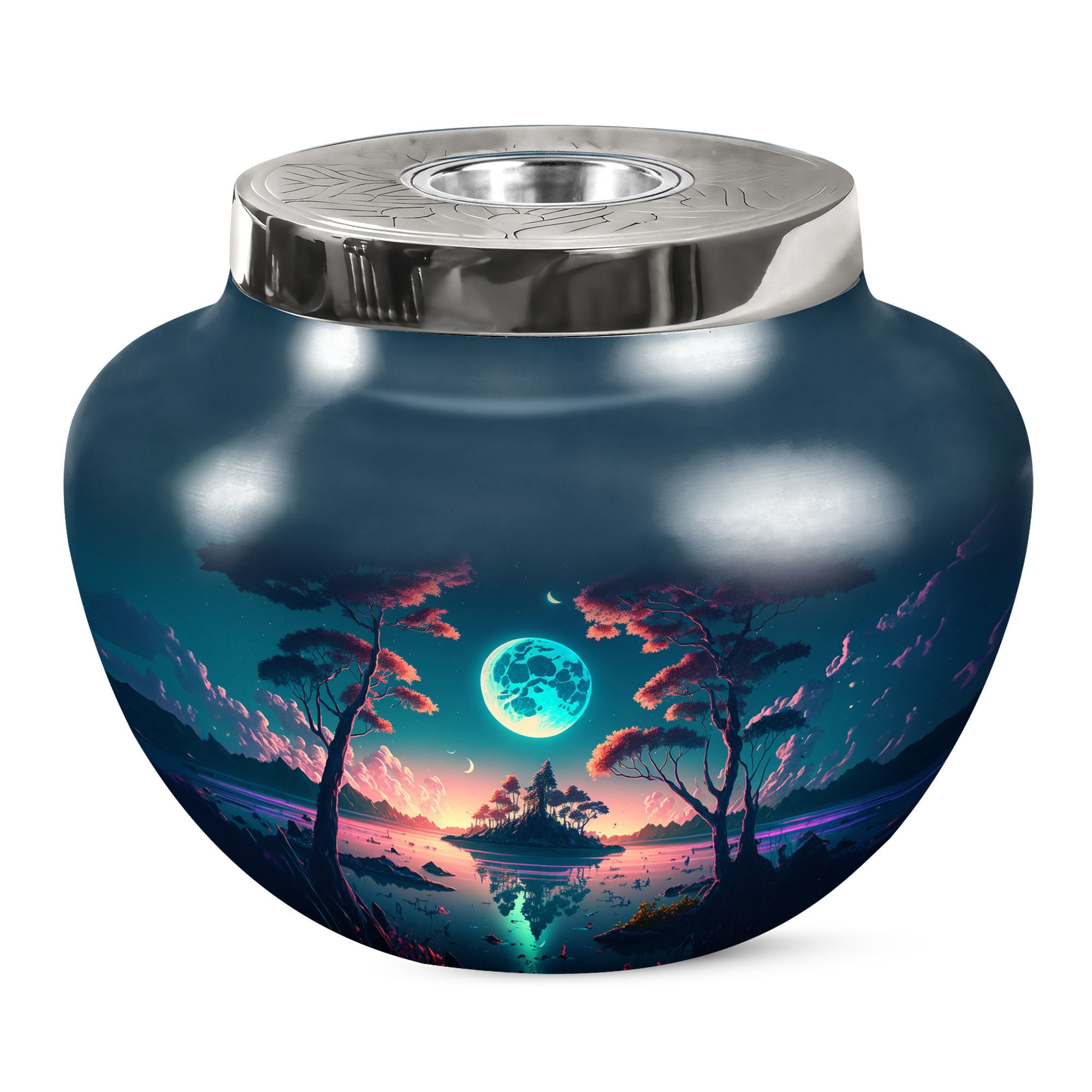 JAGSHASHI Blue Full Moon Urn For Adult Male - Memorial Urn Human Ash ...