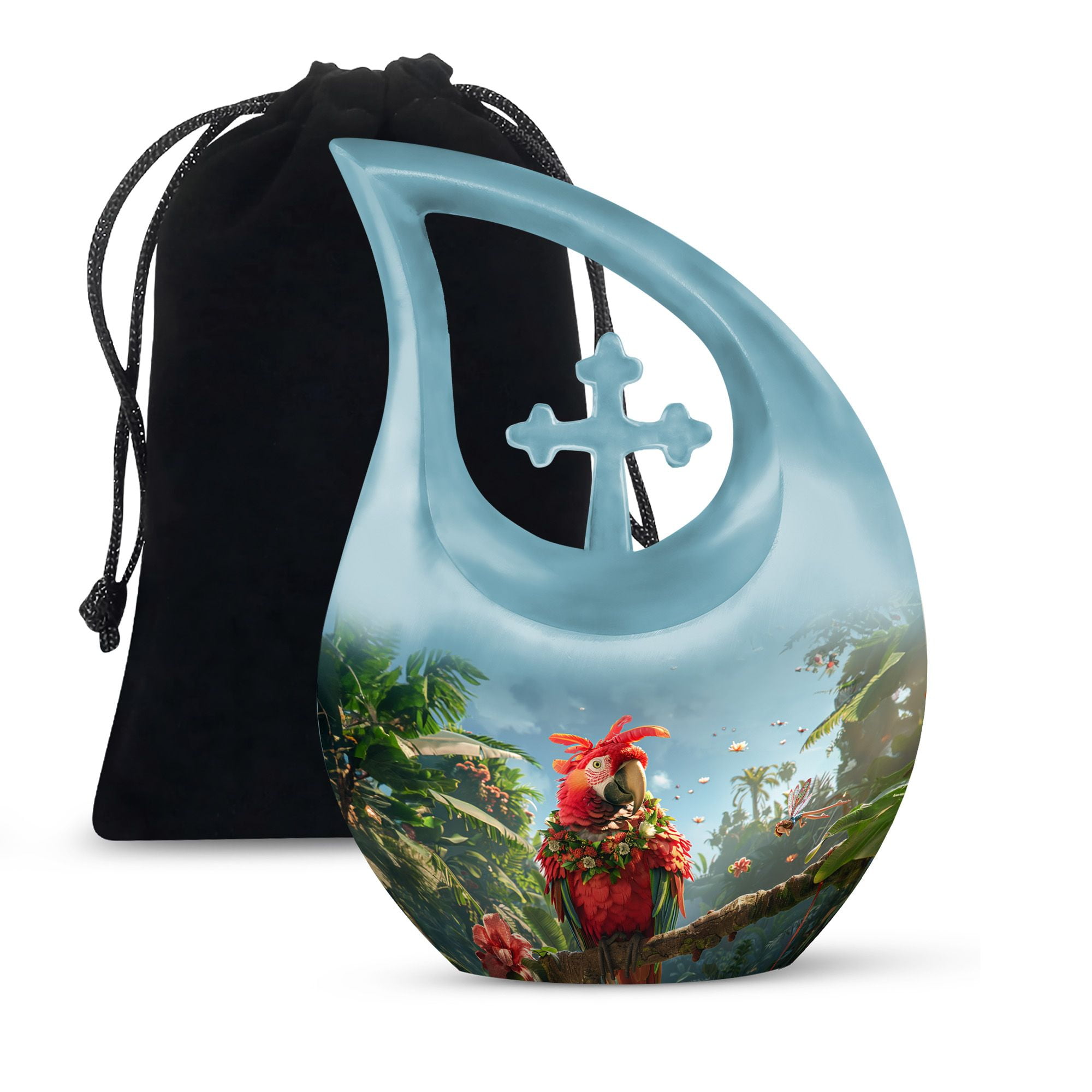 JAGSHASHI Floral Parrot Haven Funeral Urns For Men - Urns For Adult ...