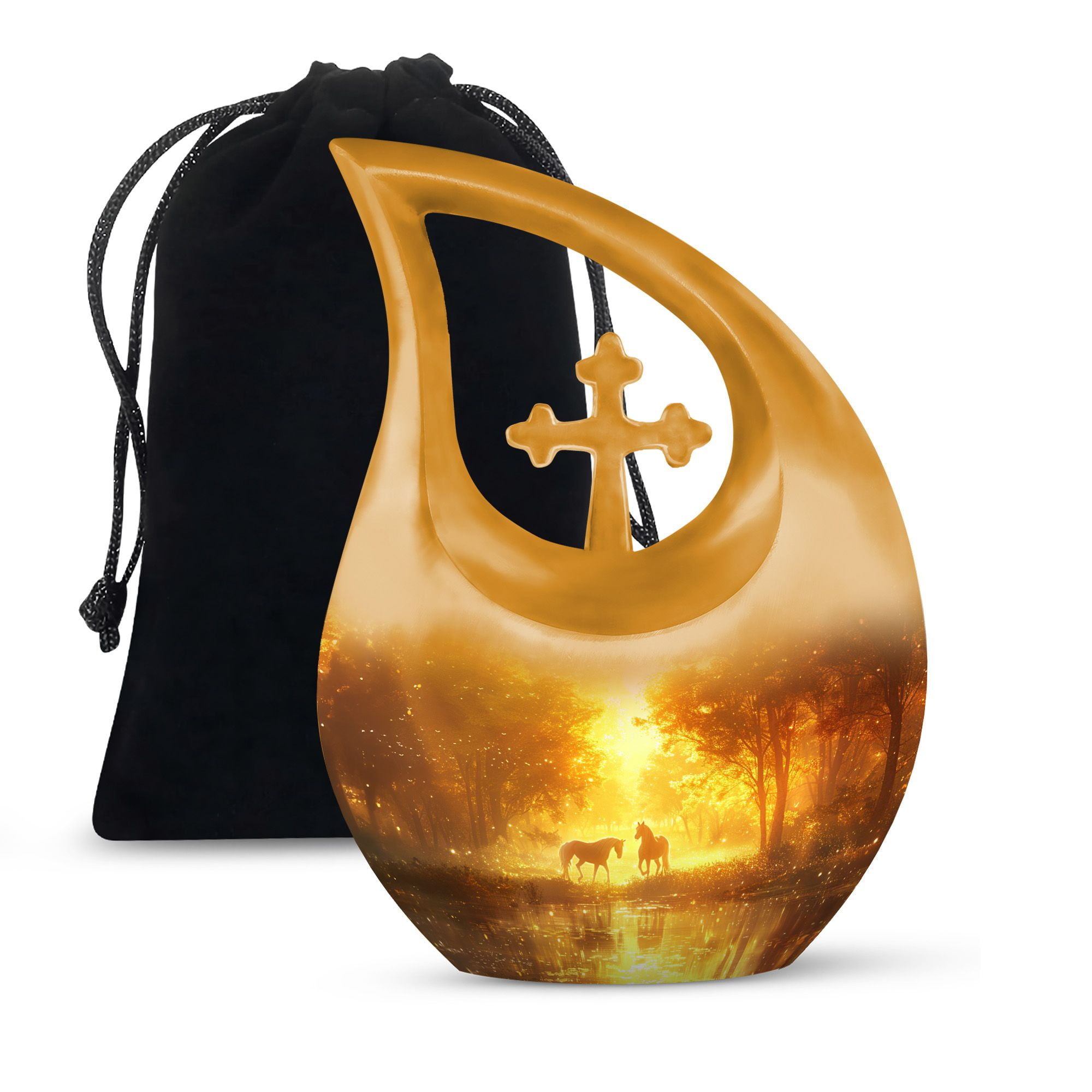 JAGSHASHI Golden Forest Serenity Urn For Human Ashes Adult Women - Urn For Human Ashes For Men ...