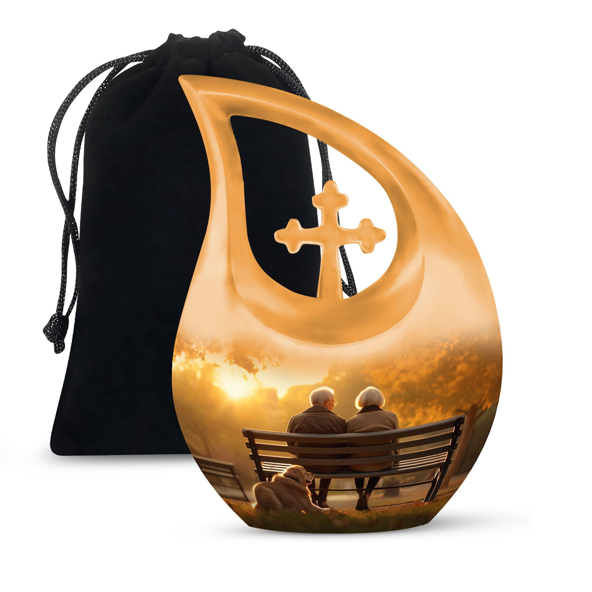 JAGSHASHI Old Couple Sitting On A Bench Adult Urns For Men - Cremation ...