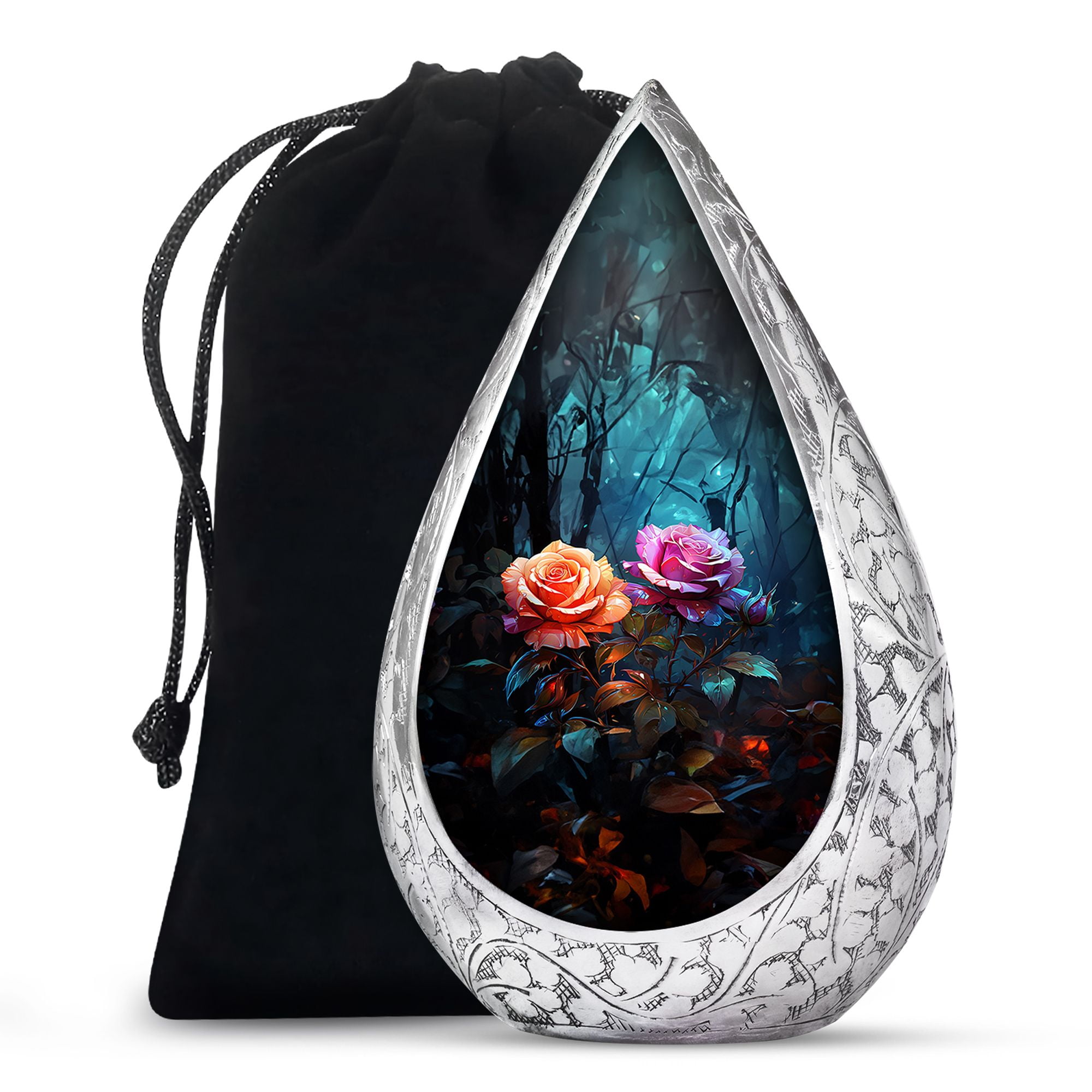 JAGSHASHI Rose - Modern Metal Urns - Large Flowers Urns Ashes - Burial ...
