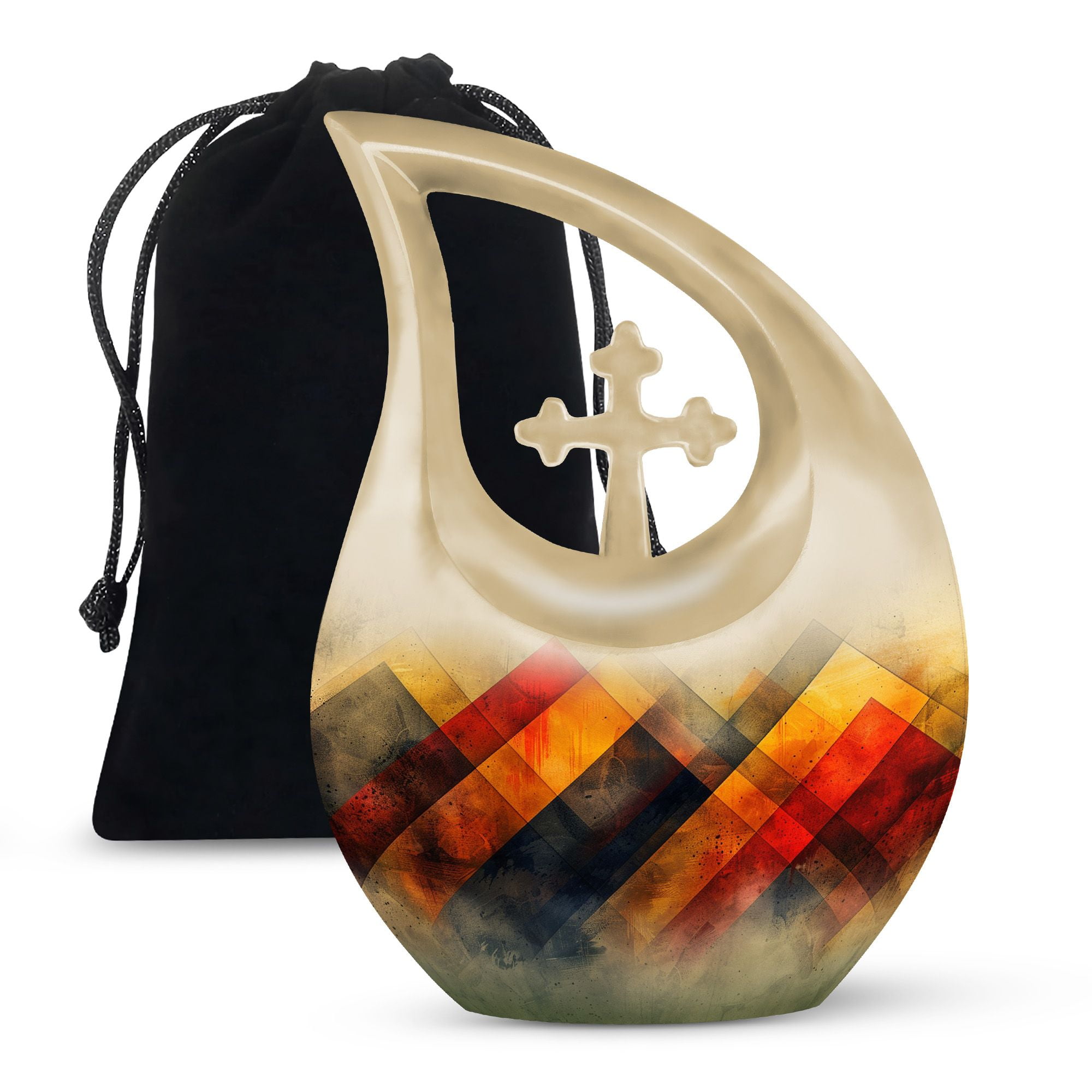 JAGSHASHI Rustic Diamond Tapestry Urns For Burial - Cremation Urn Human ...