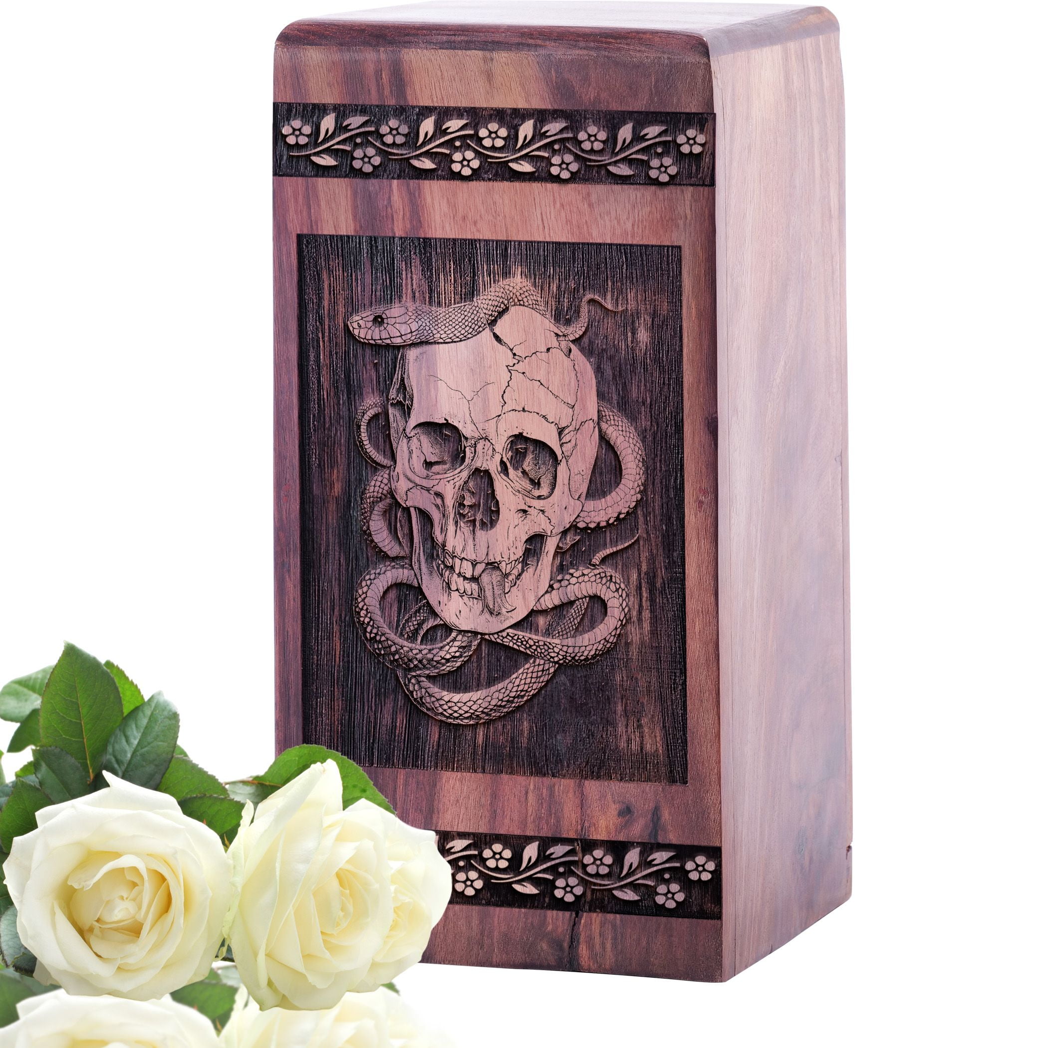 JAGSHASHI Skull And Snake Wooden Burial Urn For Ashes Adult Male ...