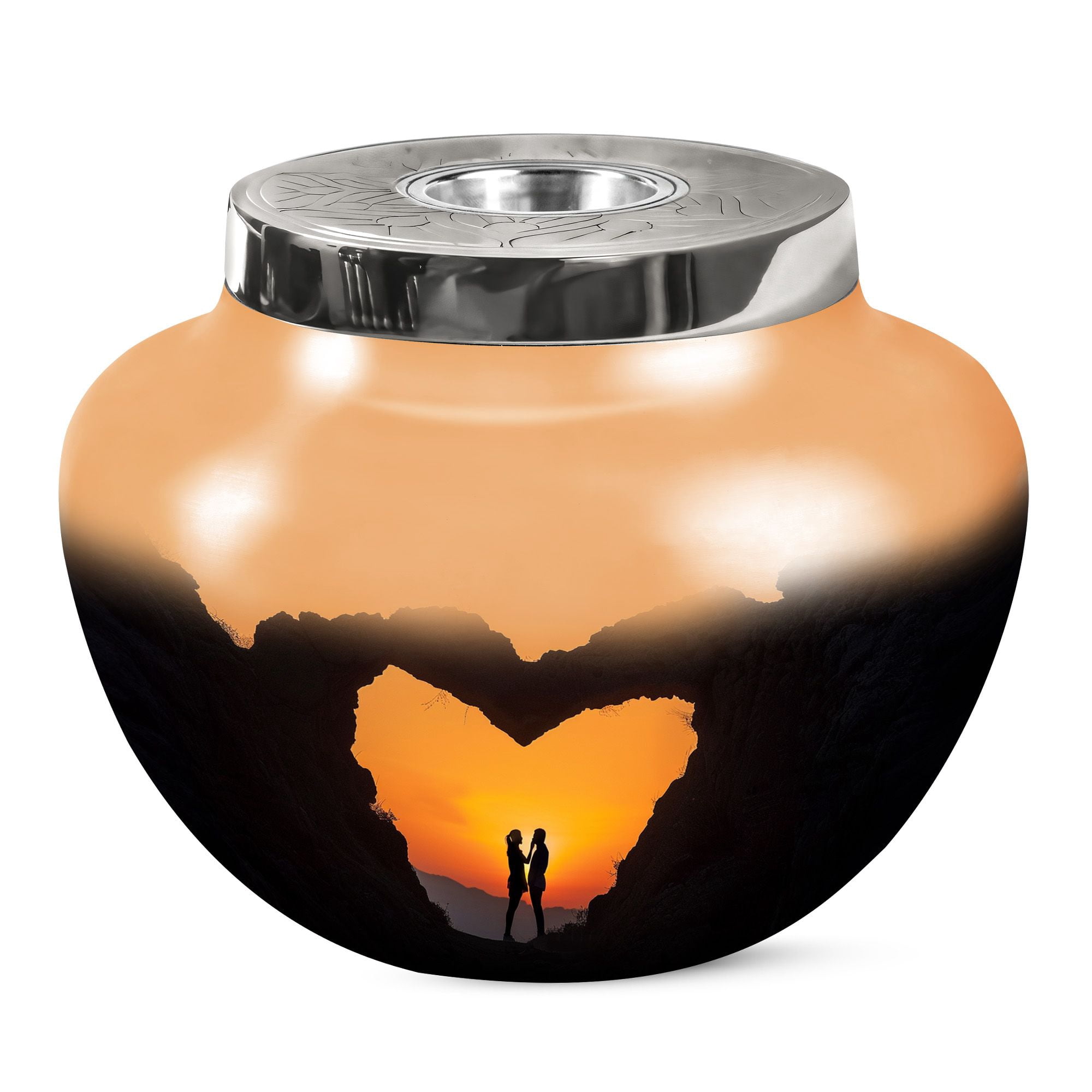JAGSHASHI Sunset In A Heart Shaped Rock Frame Decorative Urns For Ashes ...