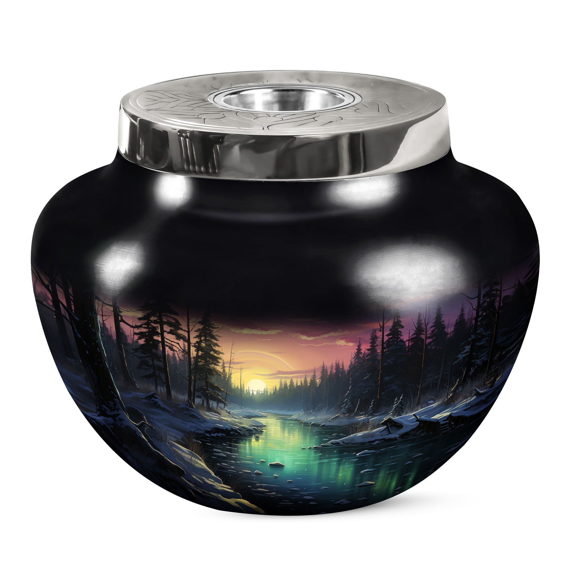 JAGSHASHI Twilight Glow On A Frozen Creek Memorial Urn - Burial Urn For ...