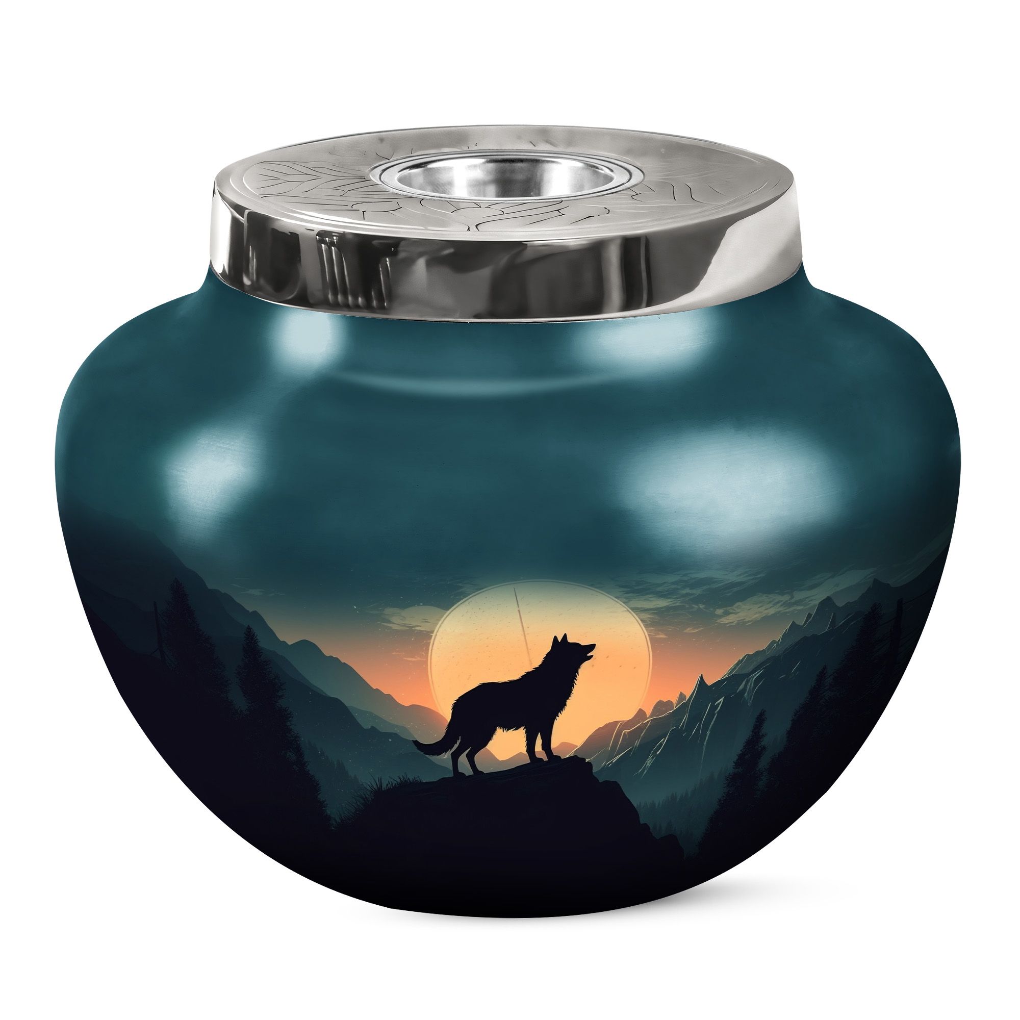 JAGSHASHI Wolf Howling Moon Night Sky Ash Urns For Men & Female ...