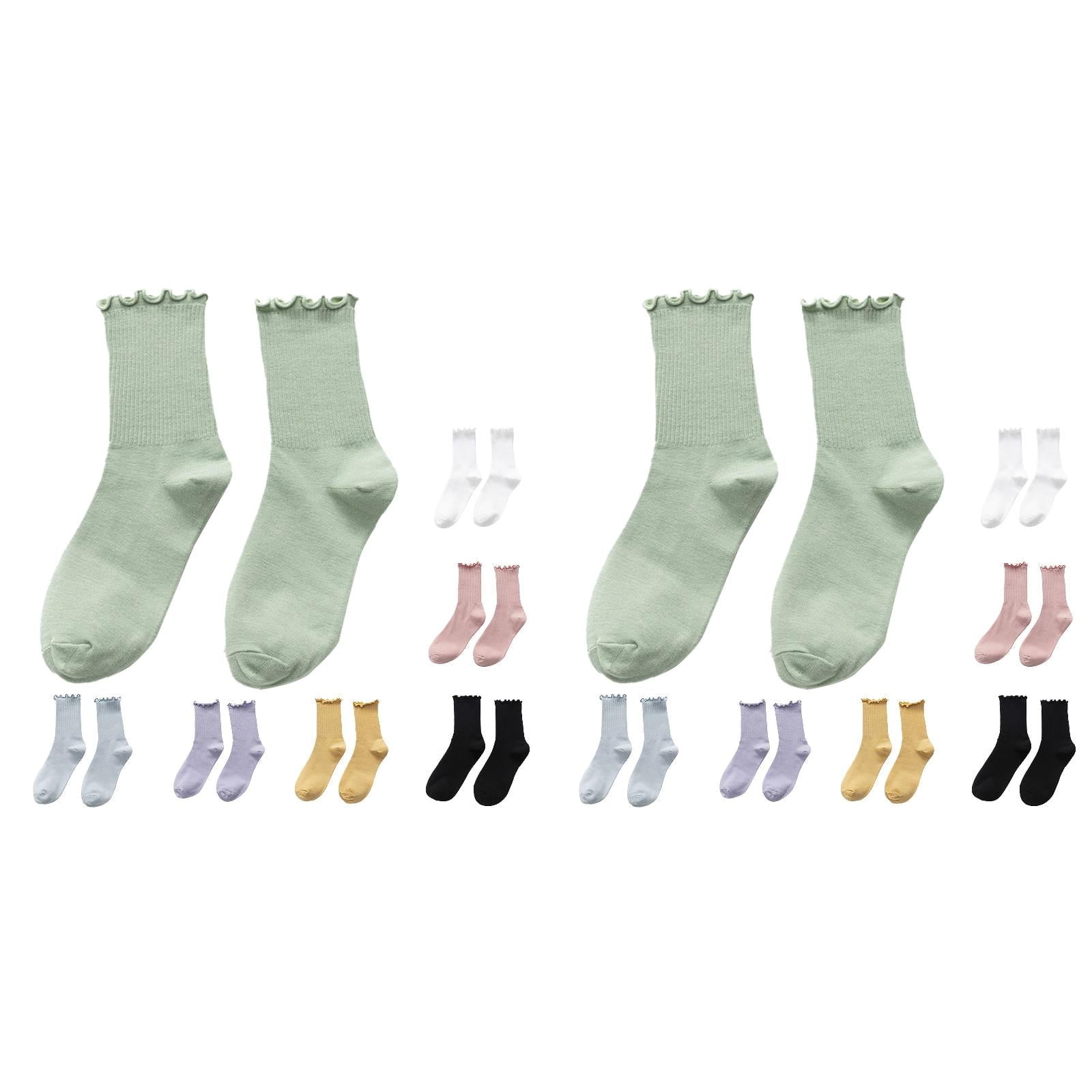 JAHH 14 Pairs Sock Women's Ruffle Frilly Socks Thin Cotton Knit Crew ...