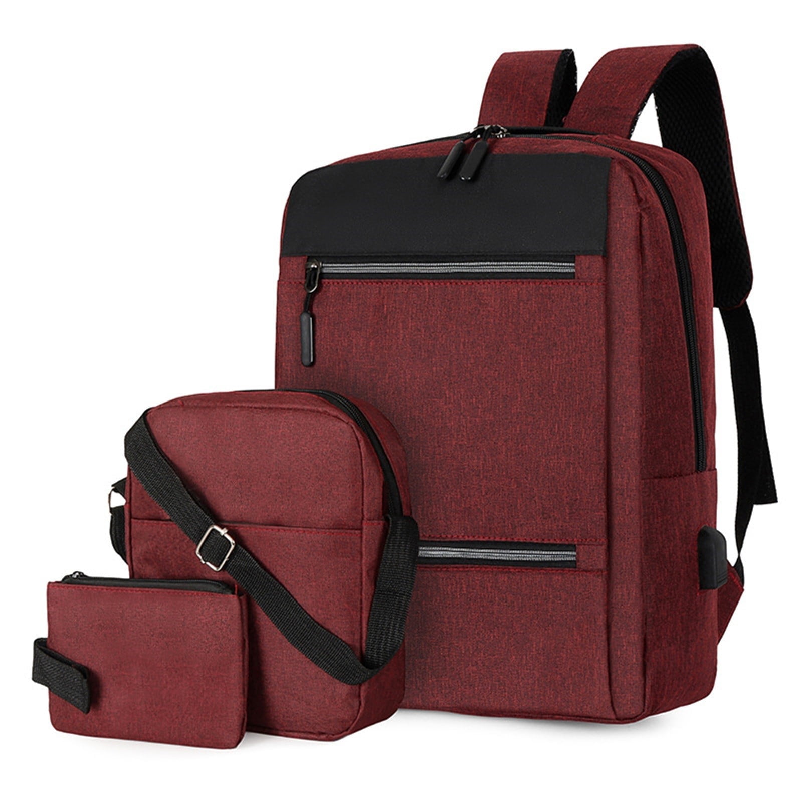 JAHH 3-Piece Travel Backpack Set with Crossbody Purse, TSA-Friendly ...
