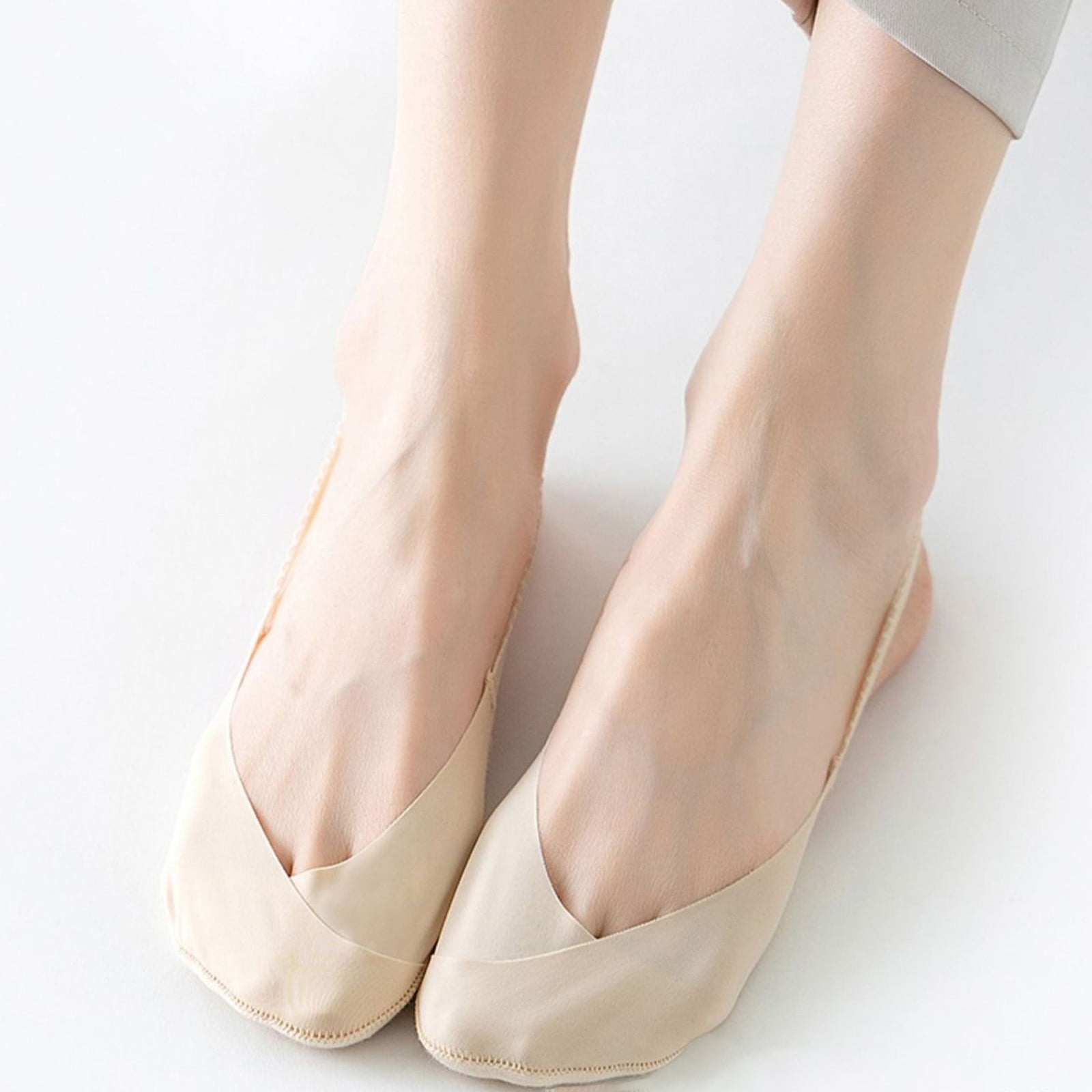 JAHH 4 Pairs Women's Ballerina Socks Solid Non Slip Socks Lace Splice ...