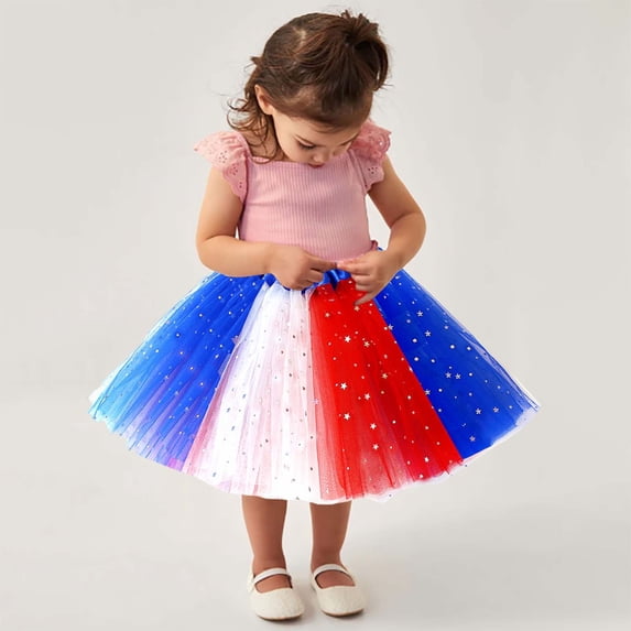 JAHH 4th of July Tutu Skirt Girls Toddlers Red White Blue Layered Tulle ...