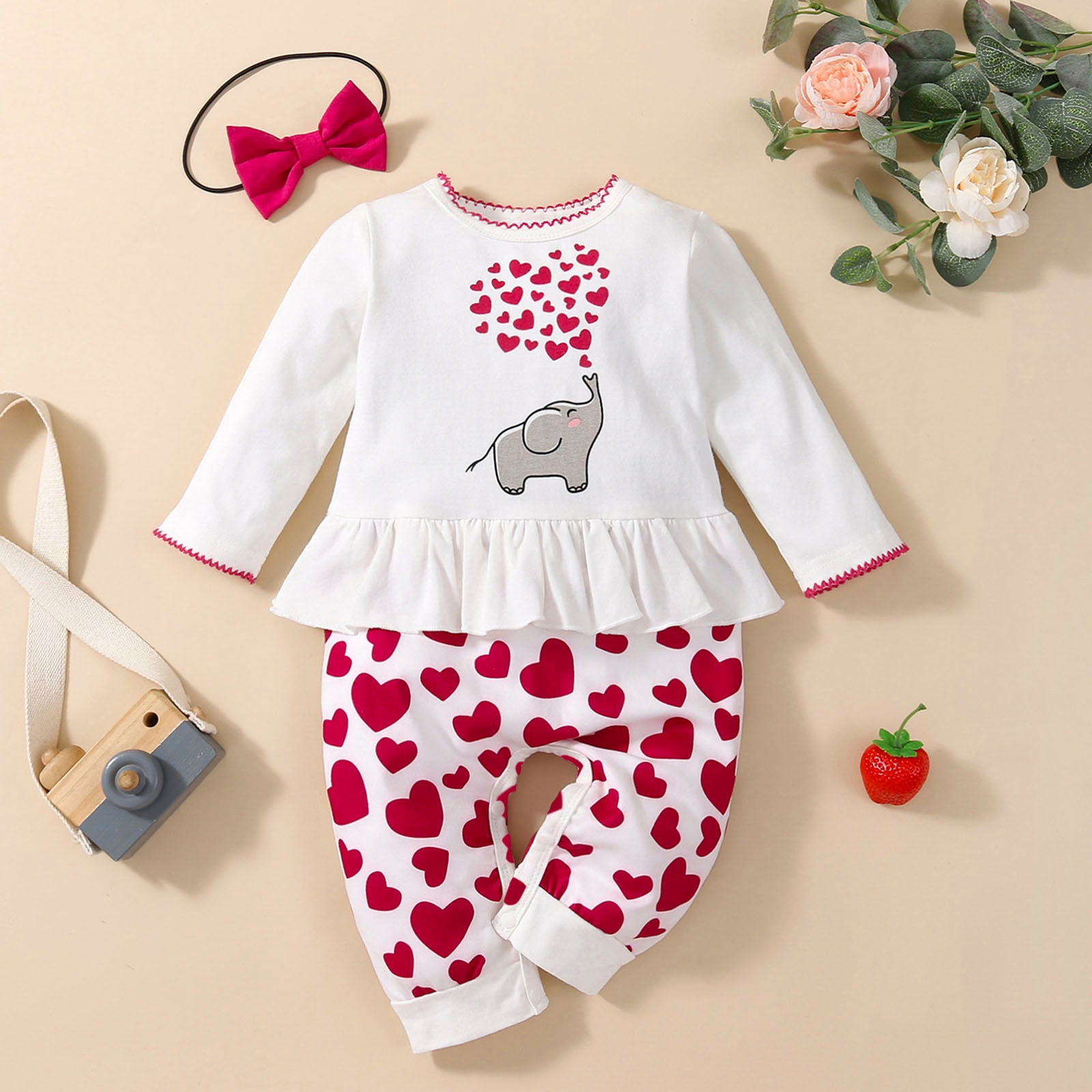 JAHH Baby Girls Jumpsuit 𝖱omper Bodysuit Long Sleeve Cute Cartoon ...