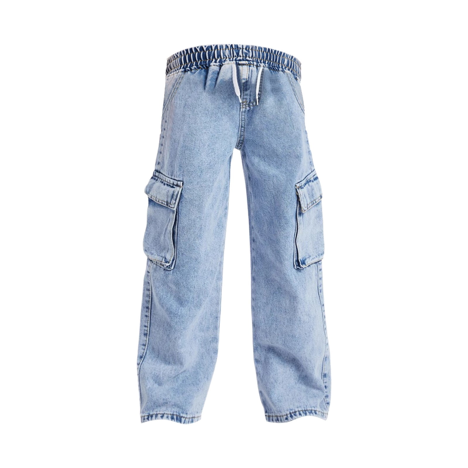 JAHH Boys Denim Cargo Pants High Waisted Straight Leg Baggy Jeans ...