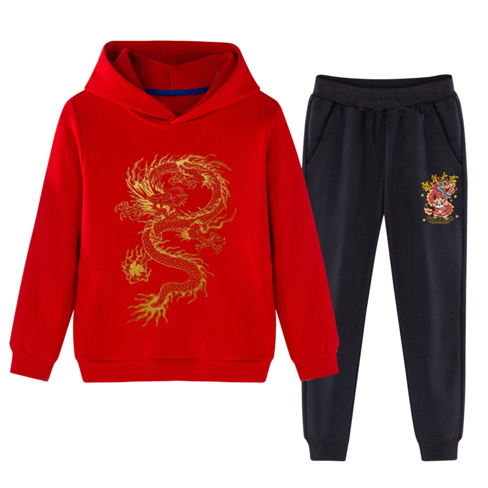 JAHH Breathable Sweatshirts Sets For Children's Red Festive New Year ...