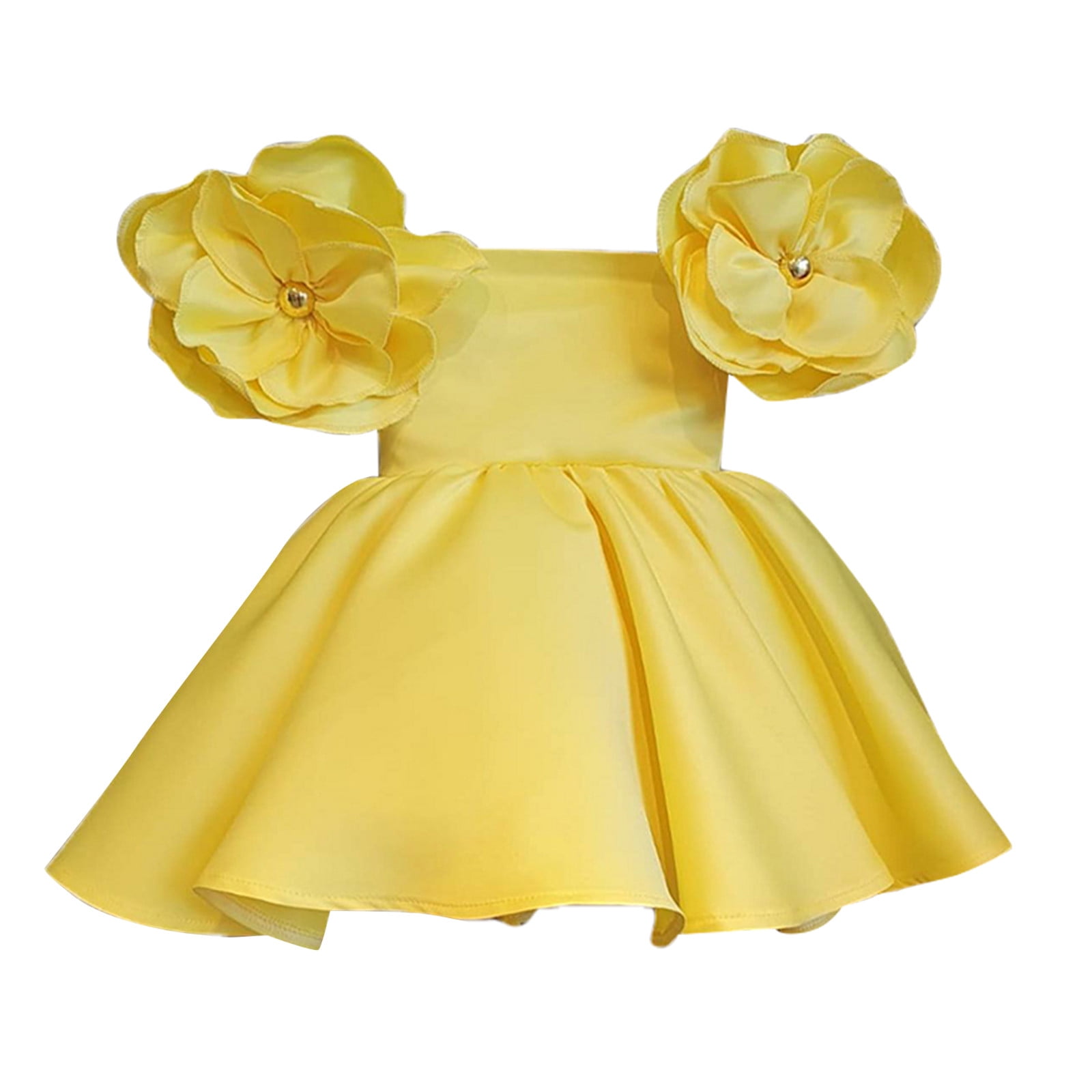JAHH Child Gown Kids Toddler Baby Girls Birthday Dress Solid Flower ...