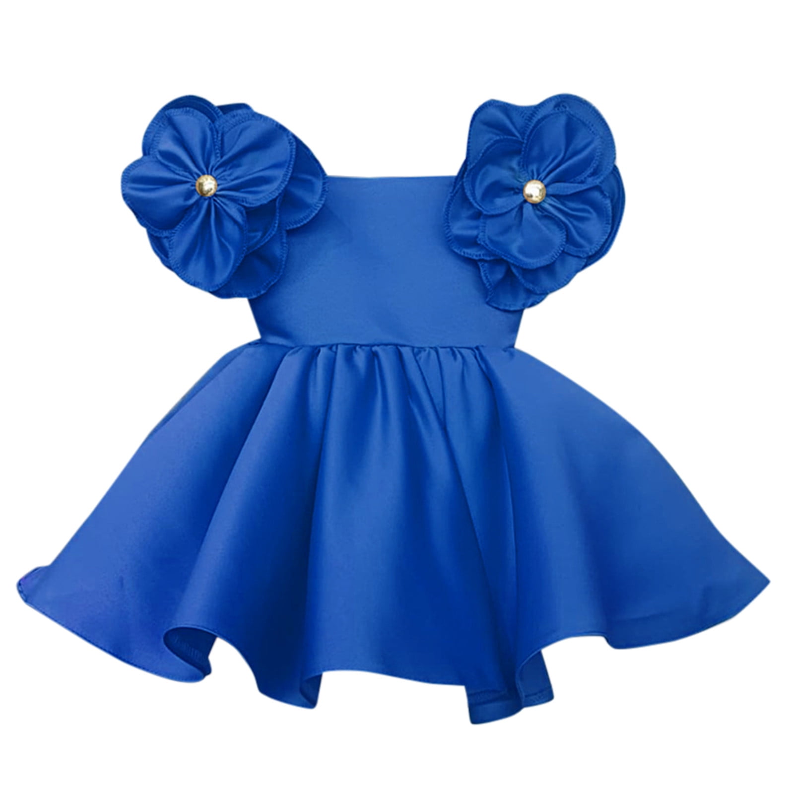 JAHH Child Gown Kids Toddler Baby Girls Birthday Dress Solid Flower ...