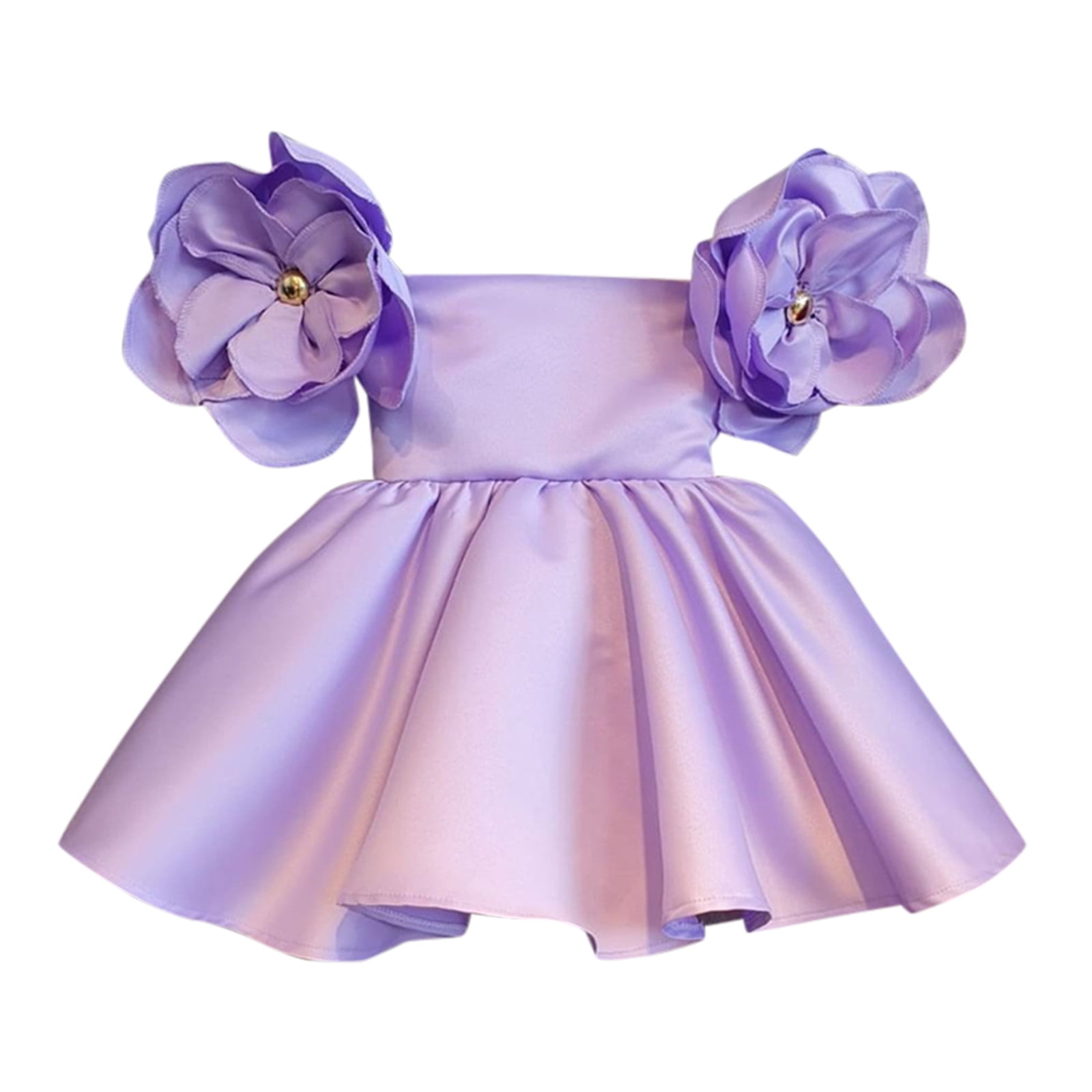 JAHH Child Gown Kids Toddler Baby Girls Birthday Dress Solid Flower ...