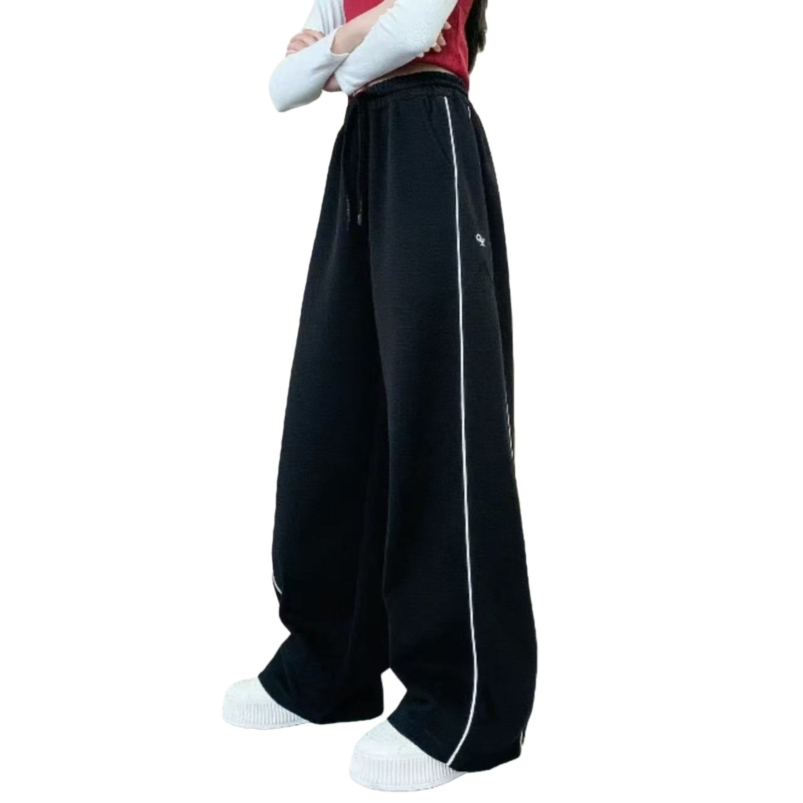 JAHH Children Girls High Street Striped Black Sweatpants Pants Loose ...