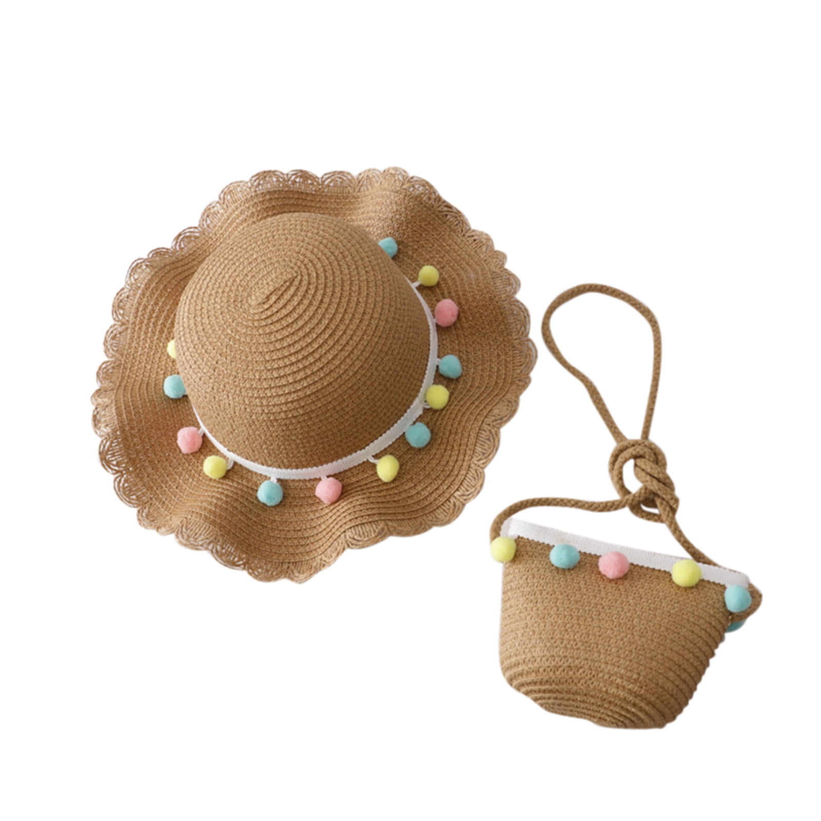 JAHH Children's Winter Hats Children Girl Summer Sunscreen Sunshade Hat Straw Beach Sun Hat ...