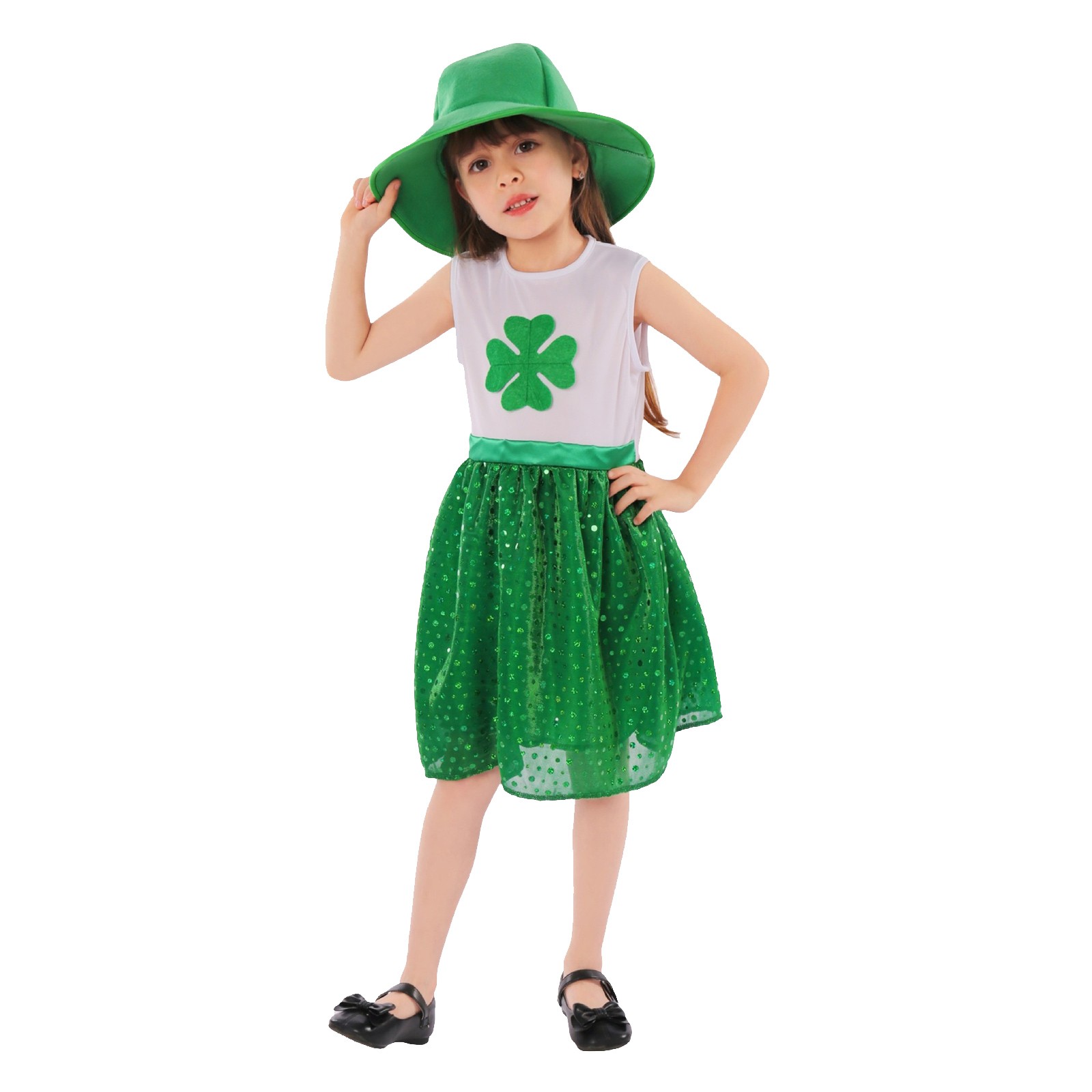 JAHH Childrens St Patric𝗄s Day Dress Green Round Neck Sleeveless Gauz𝖾 ...