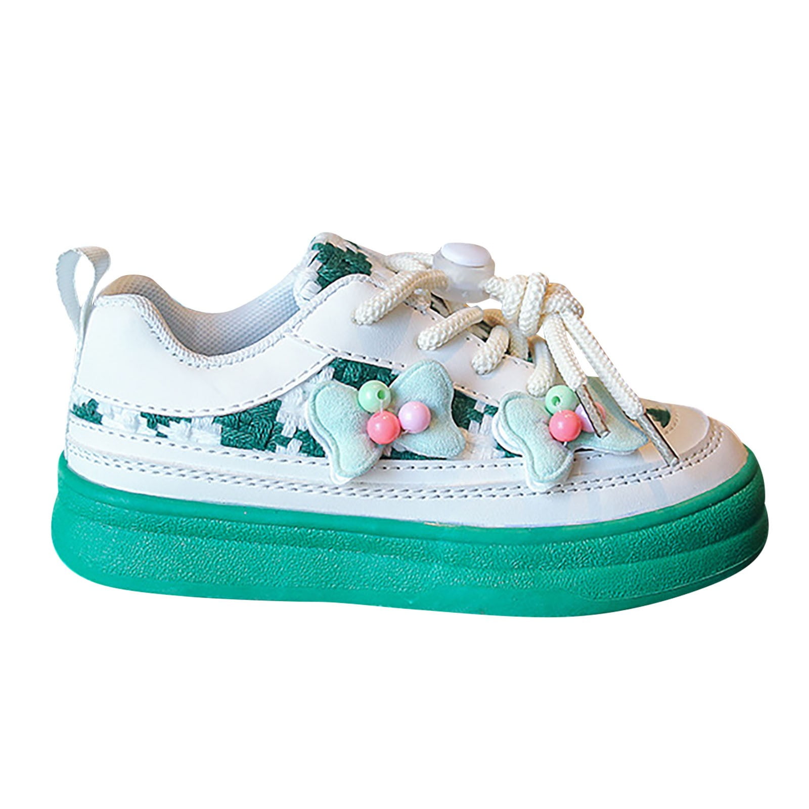 JAHH Clearence Girls’ Lace-Up Sneakers with Floral Accent - Soft Sole ...