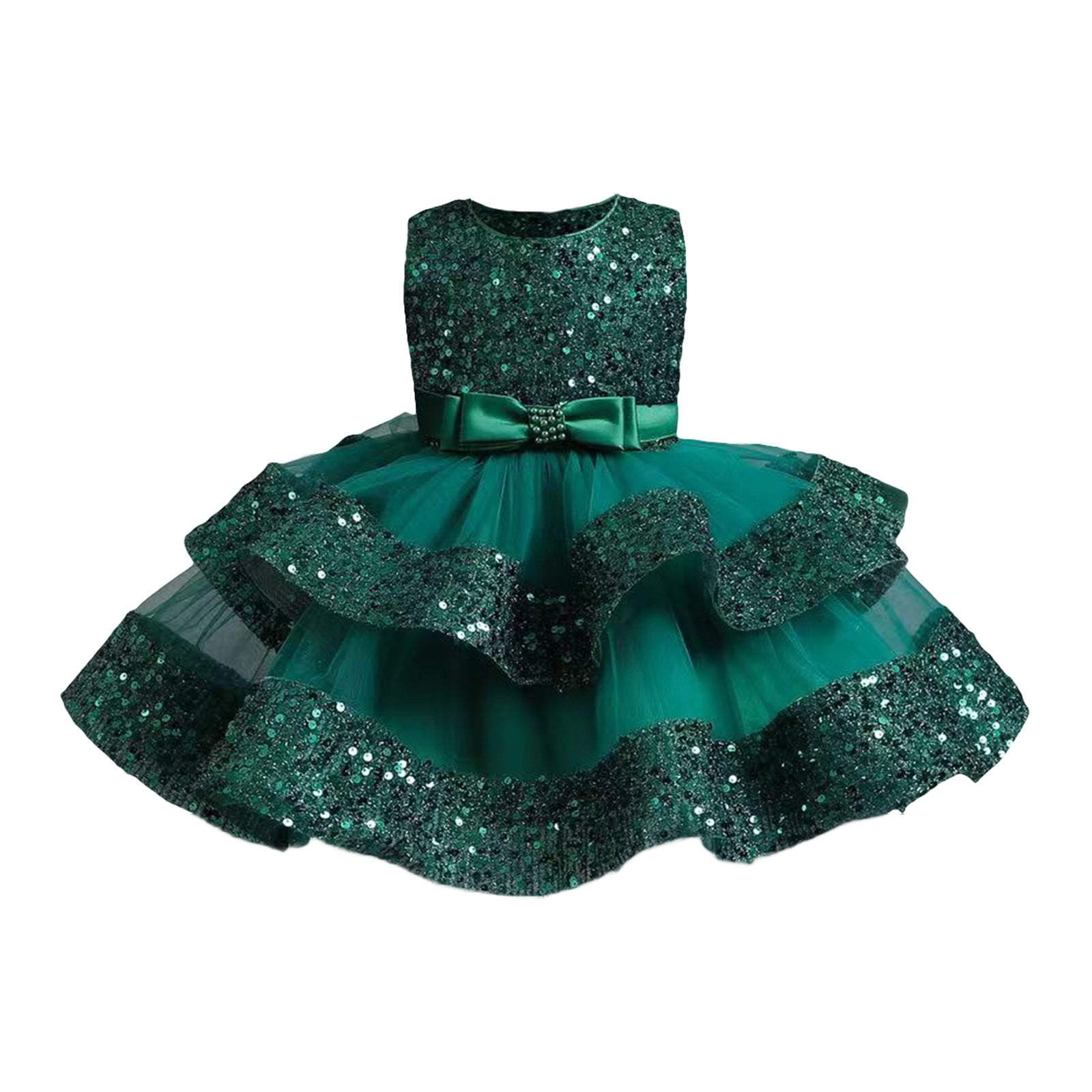 JAHH Comfortable Dresses for Children's Baby Girl Sleeveless Pageant Dress Sequins Princess ...