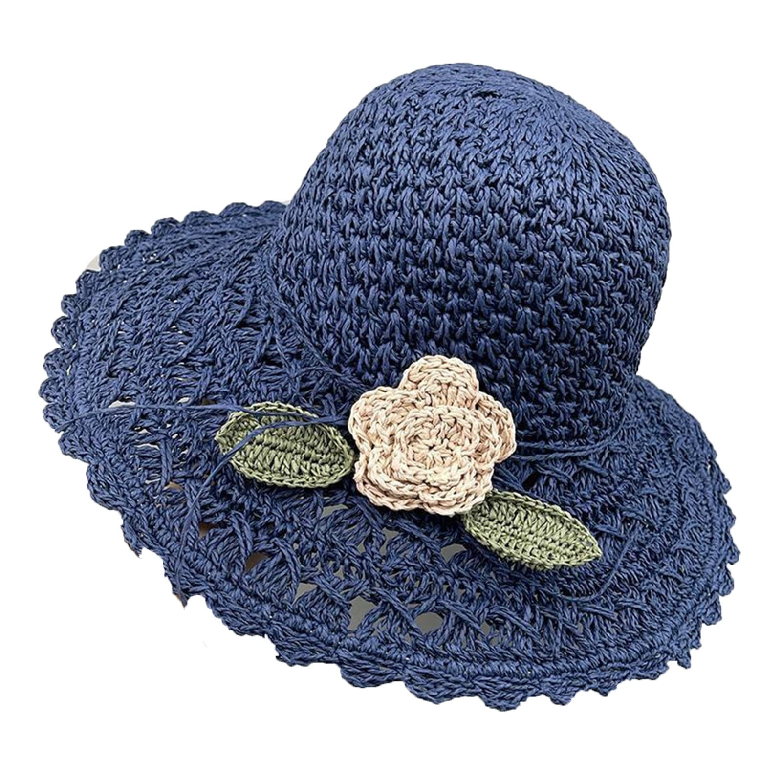 JAHH Elegant Crochet Hat with Ruffle Detail Womens for Summer Beach ...