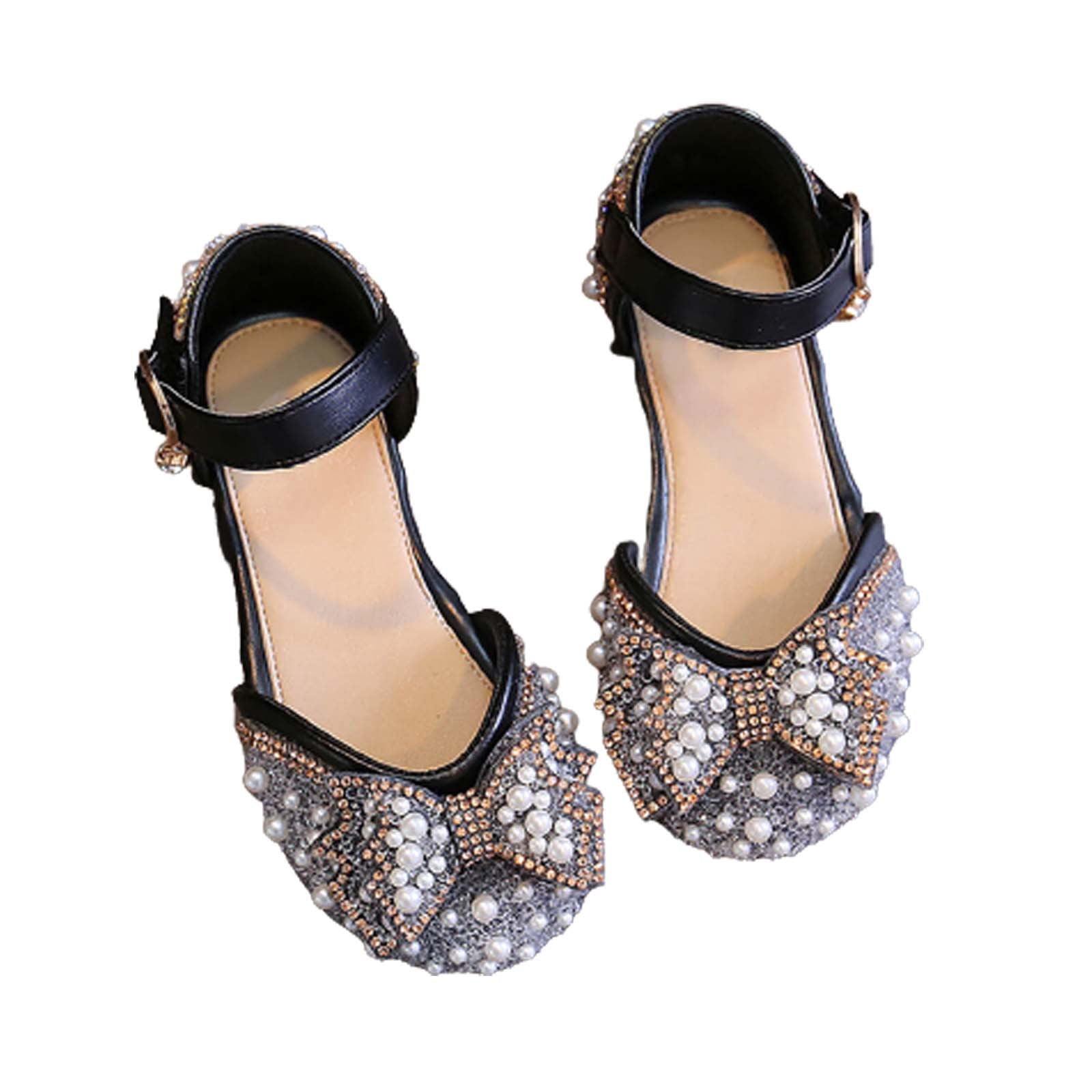 JAHH Girls Dress Shoes Bowtie Satin Ankle Tie Wedding Birthday Party ...