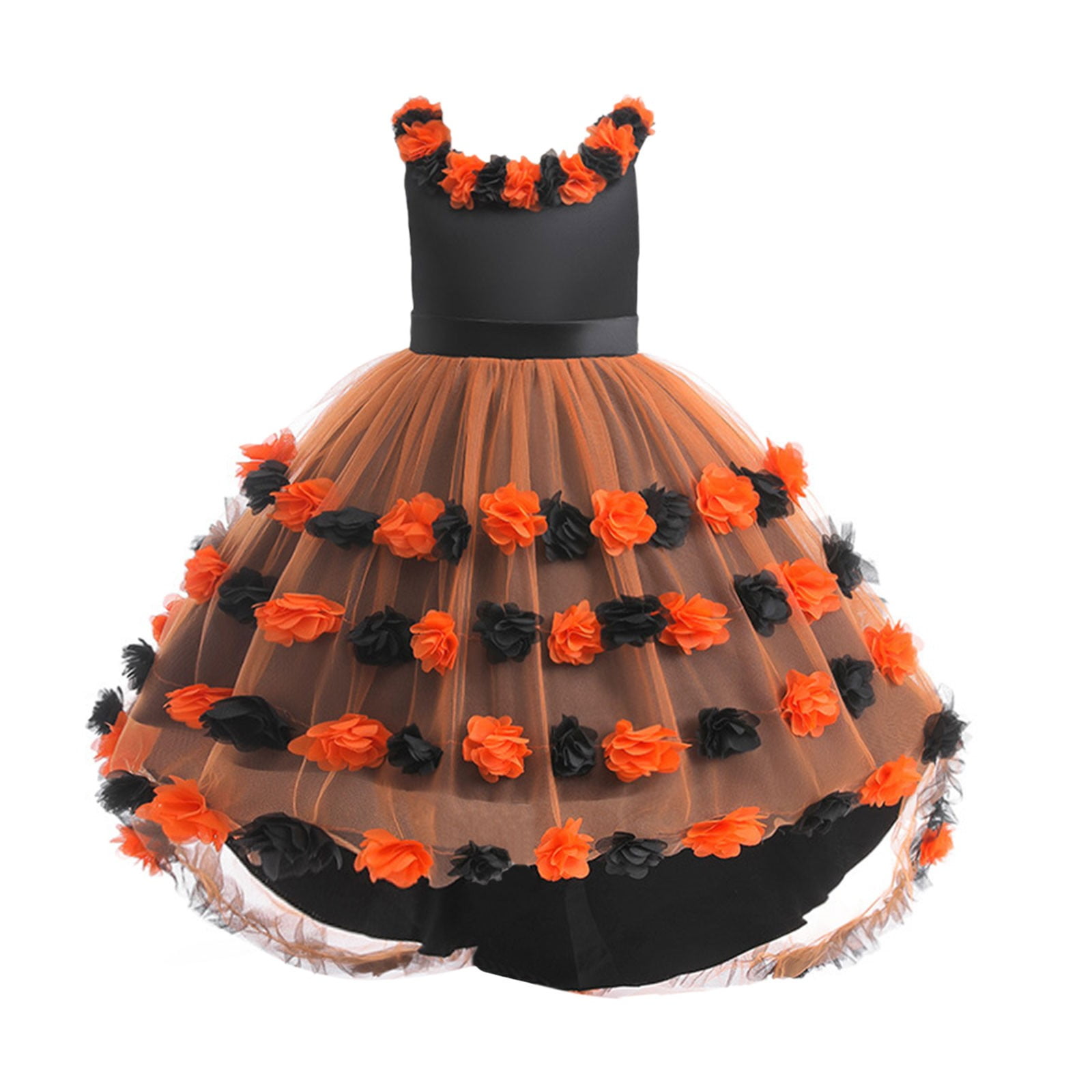 JAHH Girls Flower Princess Tutu Dress with 3D Flower Lace Formal ...
