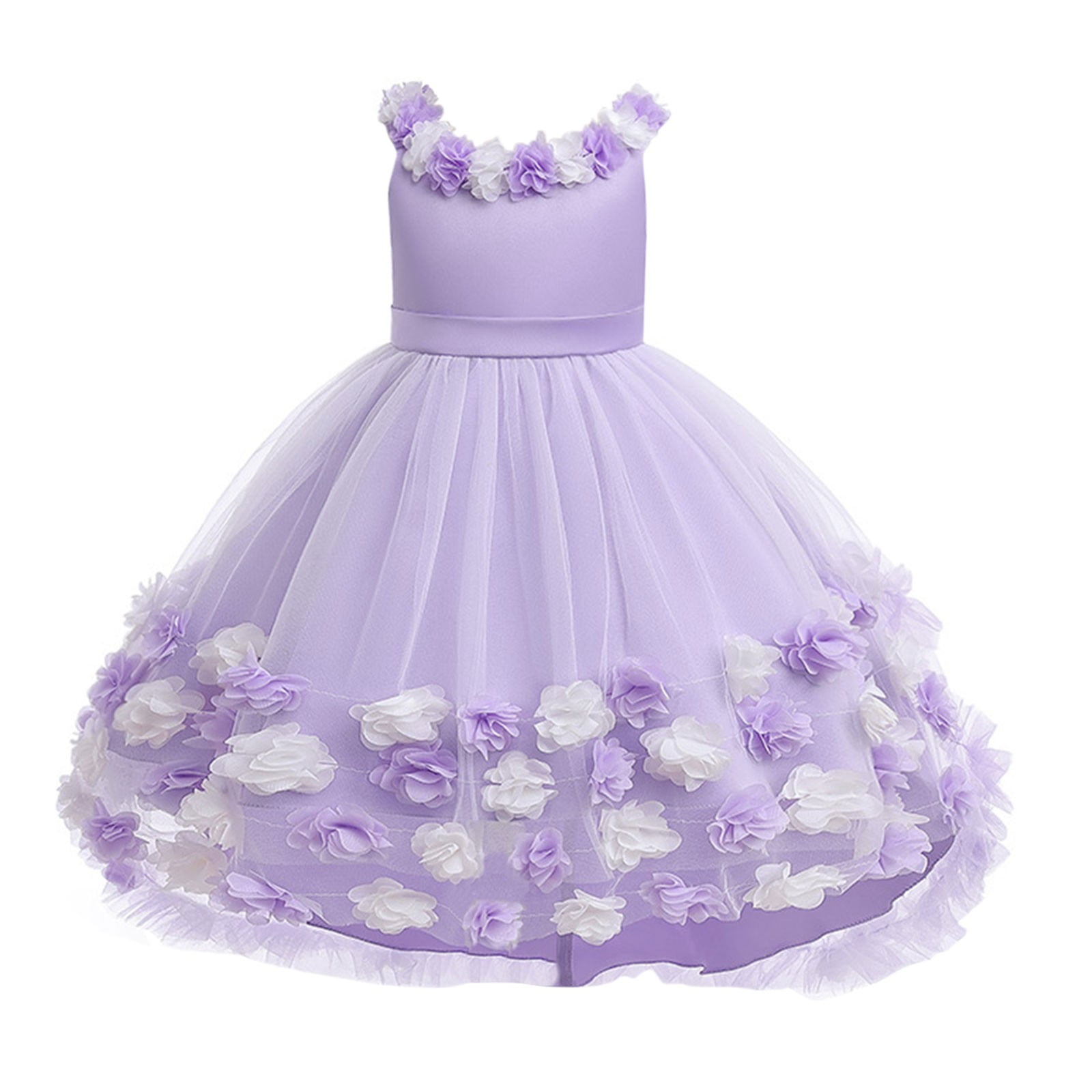 JAHH Girls Flower Princess Tutu Dress with 3D Flower Lace Formal ...