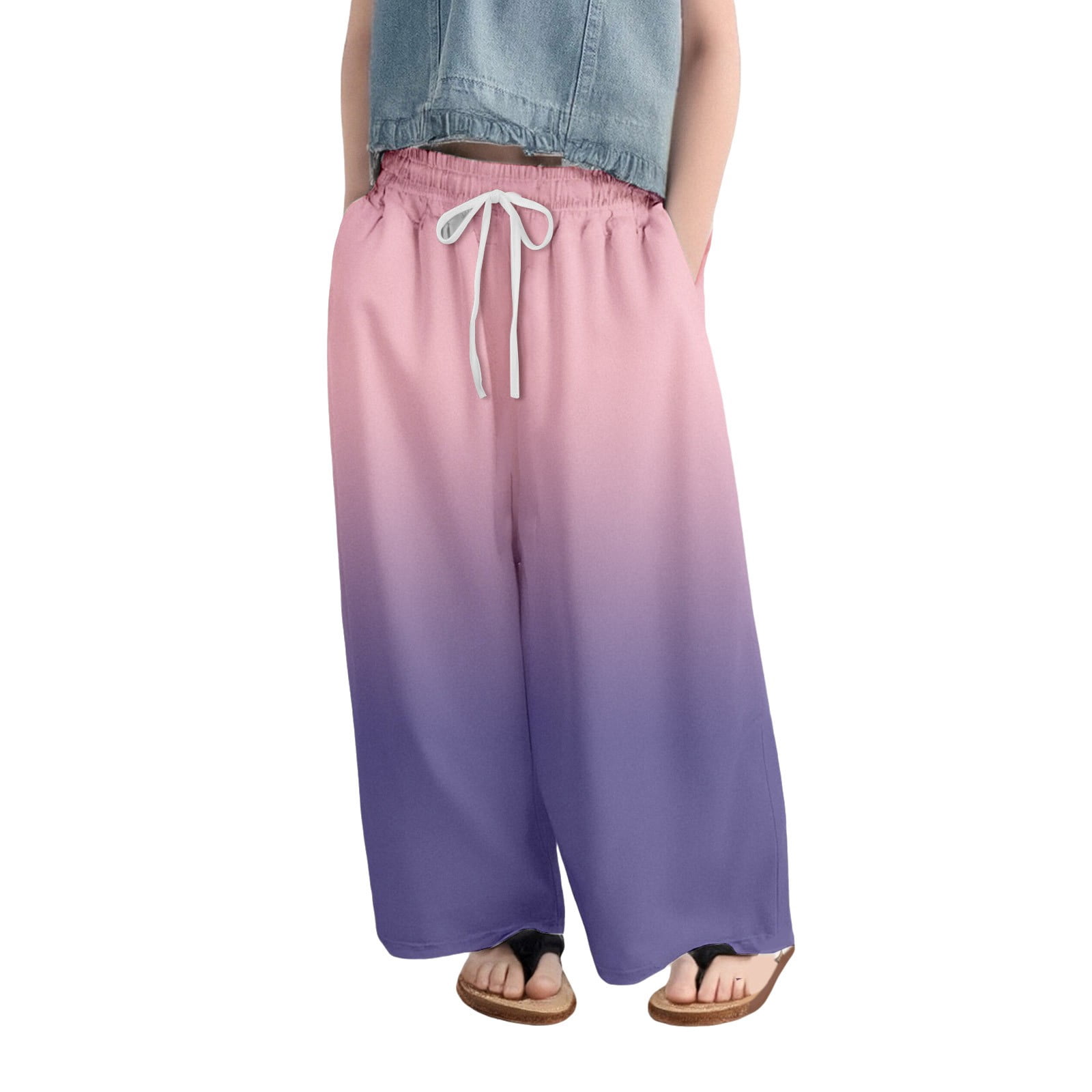 JAHH Girls Gradient Color Jogger Pants - Lightweight Elastic Waist ...