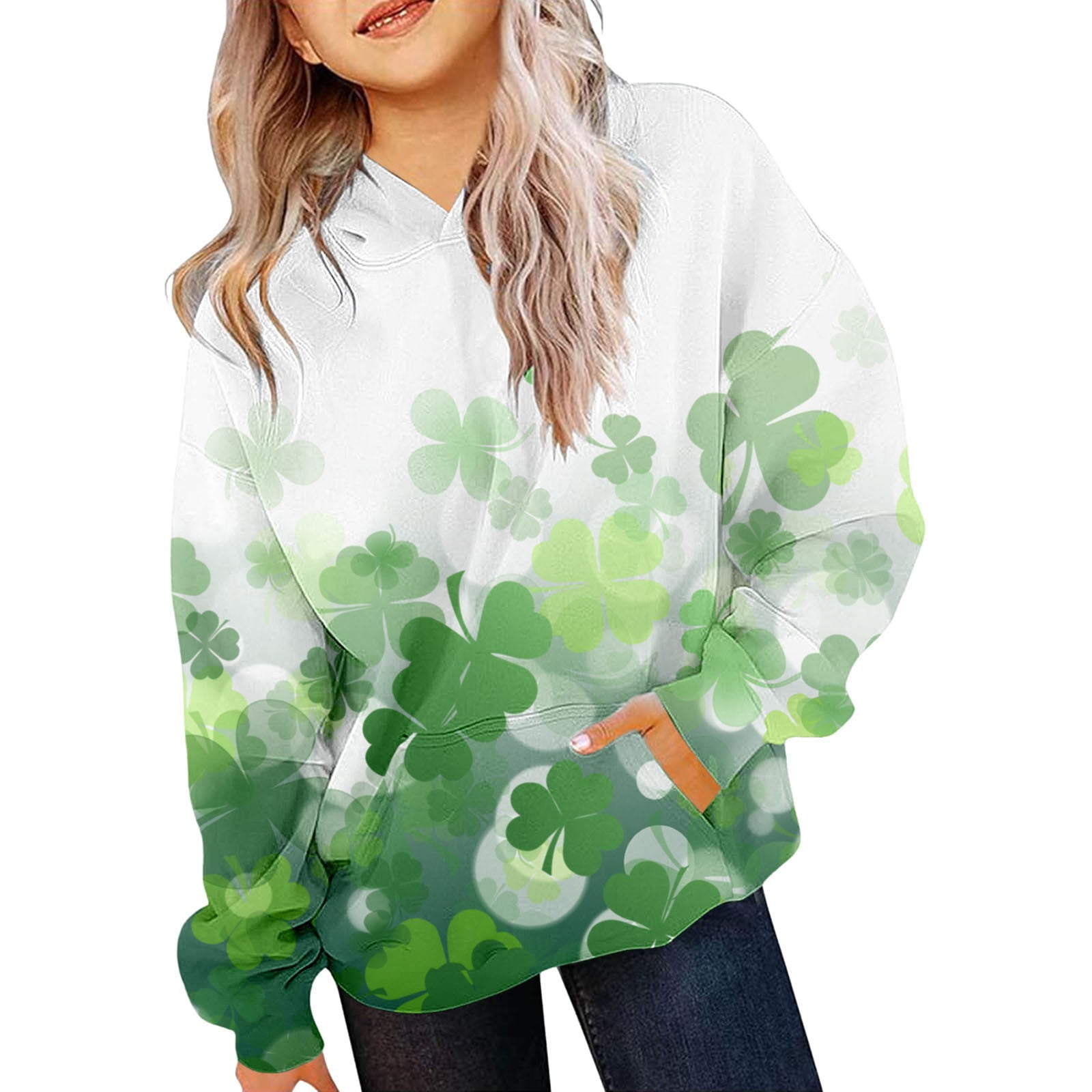 JAHH Girls Oversized Crewneck Sweatshirt St Patric𝗄s Day Irish Luck𝗒 ...