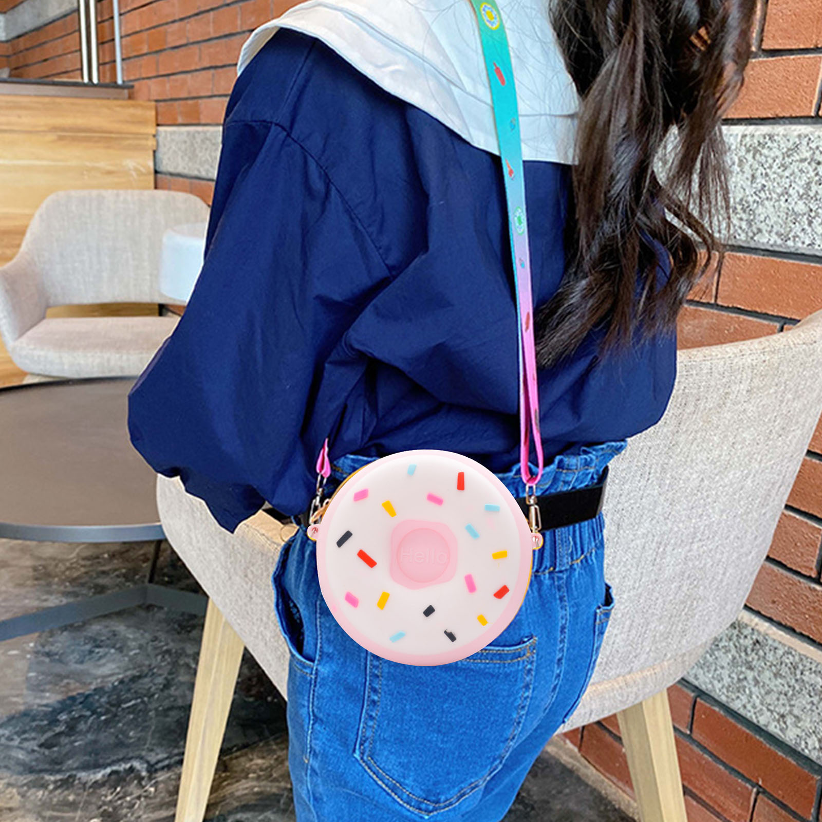 JAHH Girls Purse Cute Kids Round Rainbow Print Boys Girls Adjustable ...