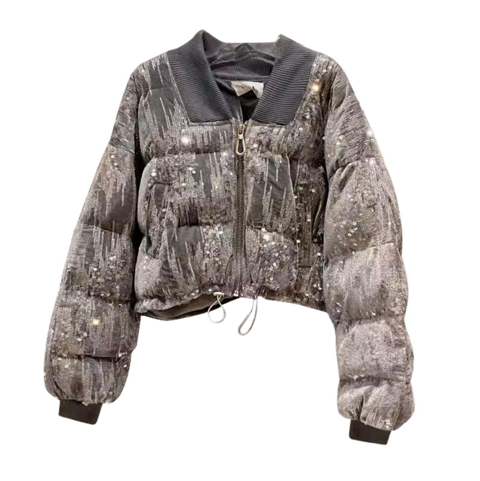 JAHH Girls Sparkly Sequin Jacket, Quilted Boler𝗈 Shru𝗀 Coat with Long ...