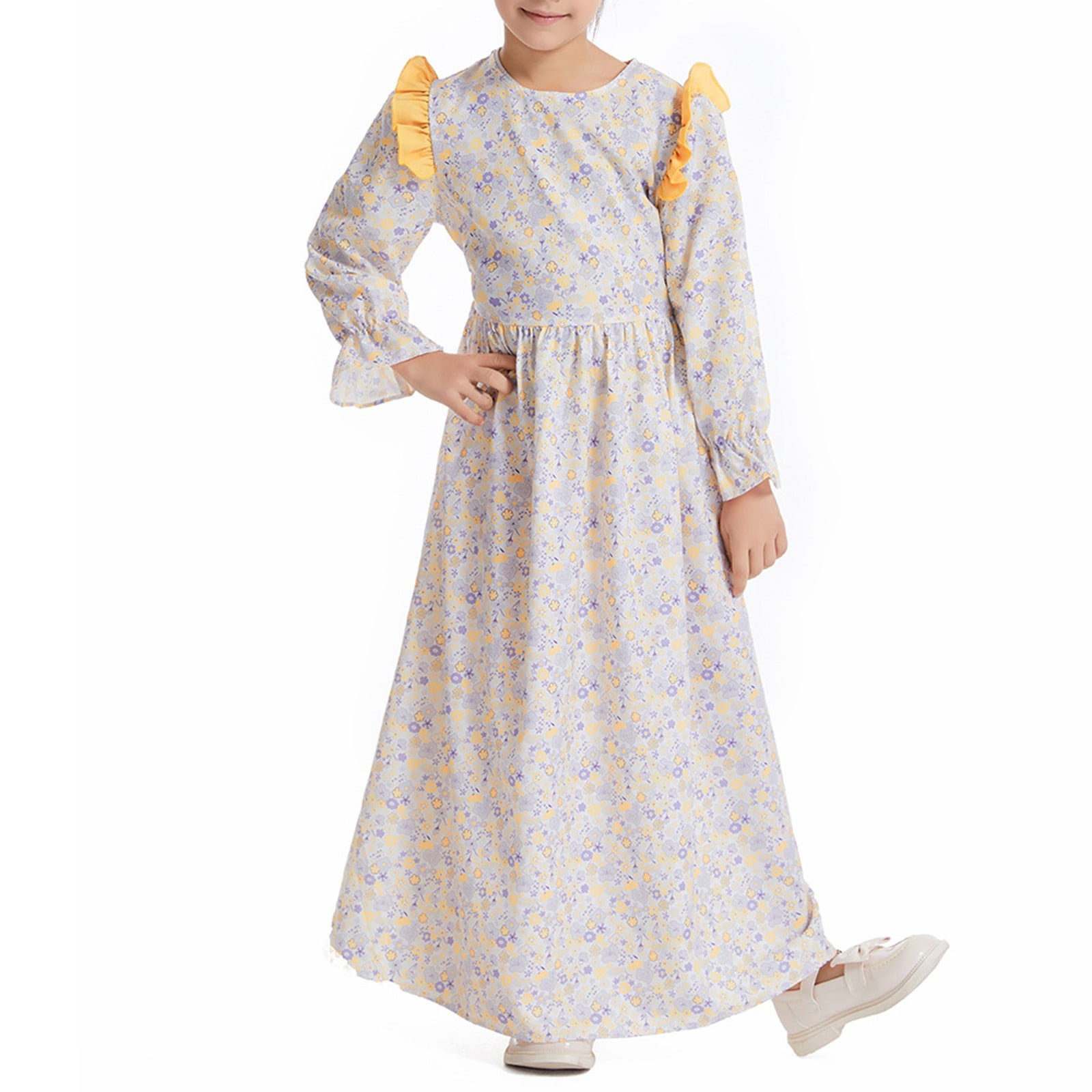 JAHH Girls 𝖥loral Dress Long Sleeve Spring Summer Fall Big Kids Cute ...