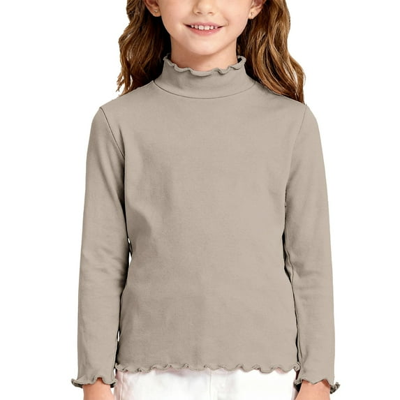 JAHH Kids Girls Long Sleeve Thermal Plain Basic Shirt Youth Solid ...