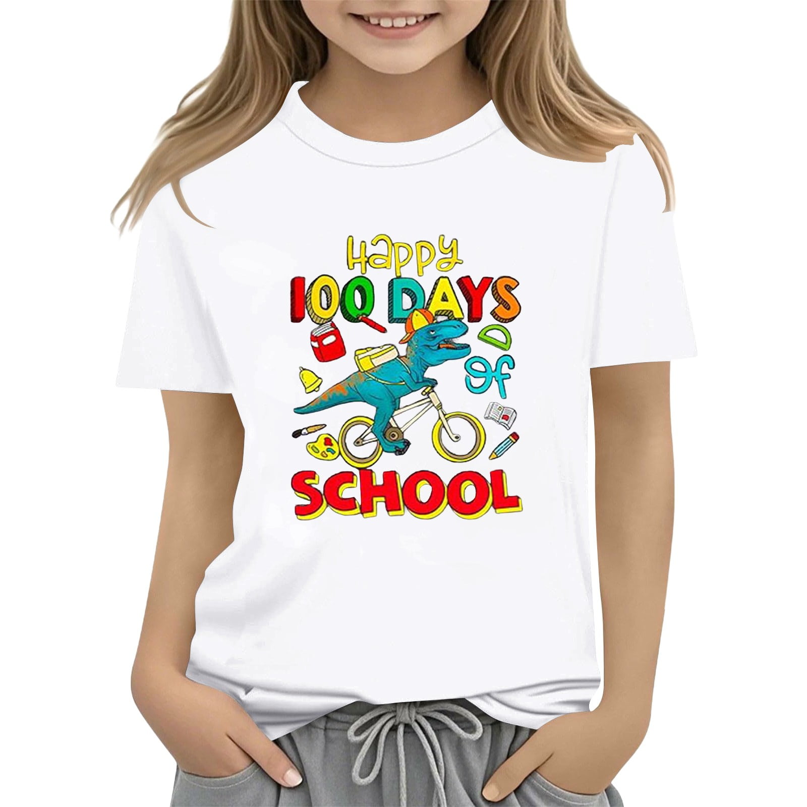 JAHH Kids Summer Tops Crewneck Tees 100th Day of School Celebration ...