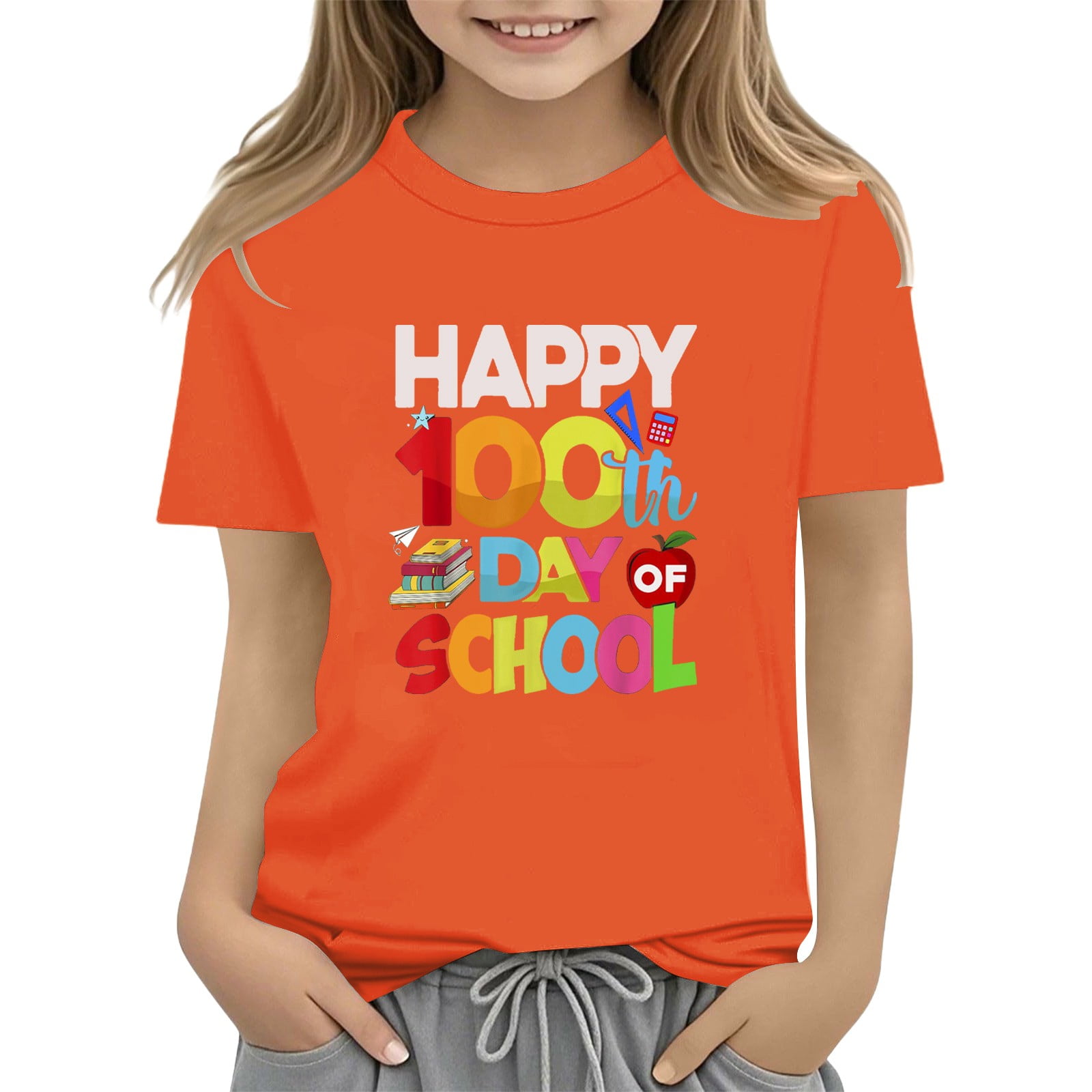 JAHH Kids Summer Tops Crewneck Tees 100th Day of School Celebration for ...