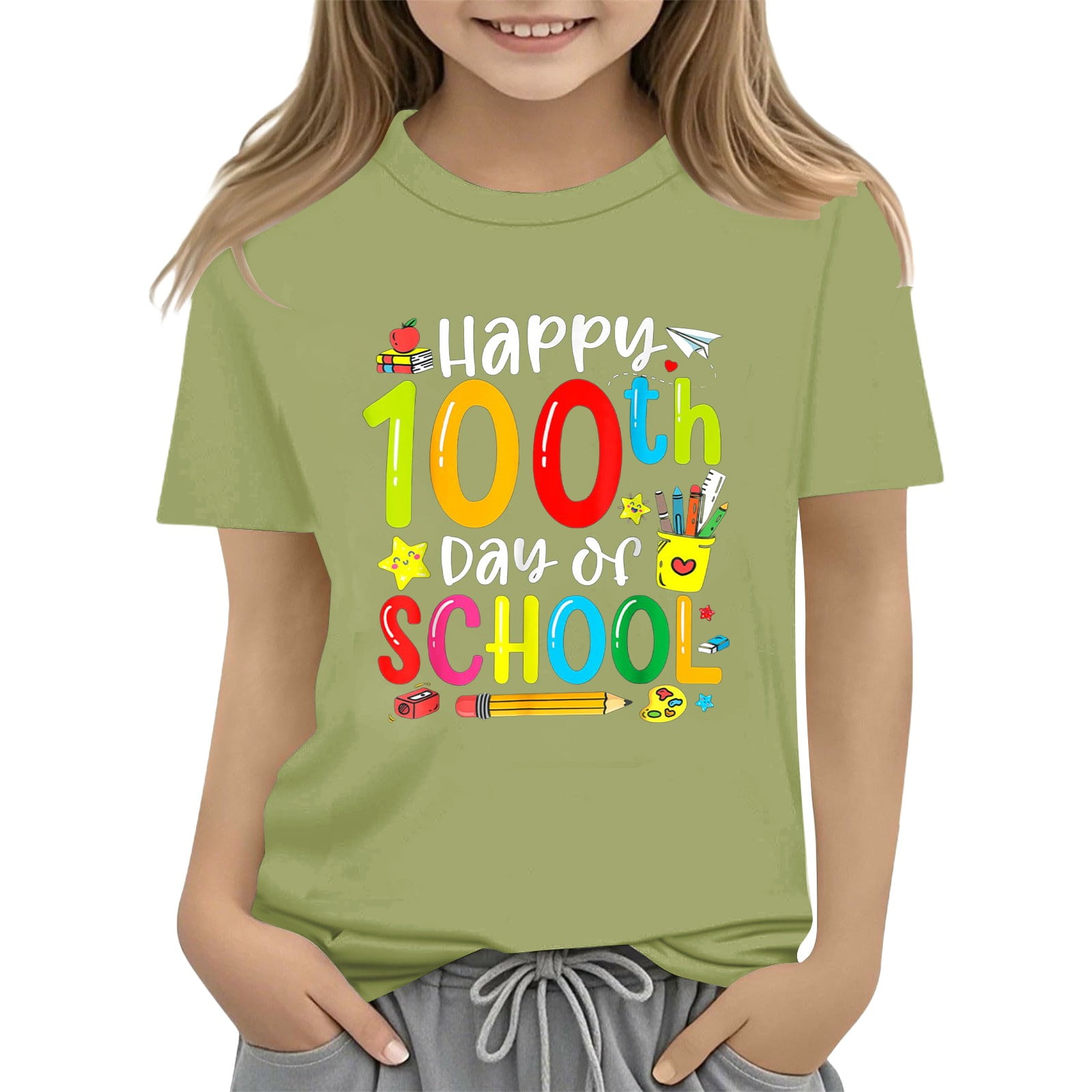 JAHH Kids Summer Tops Crewneck Tees 100th Day of School Celebration ...
