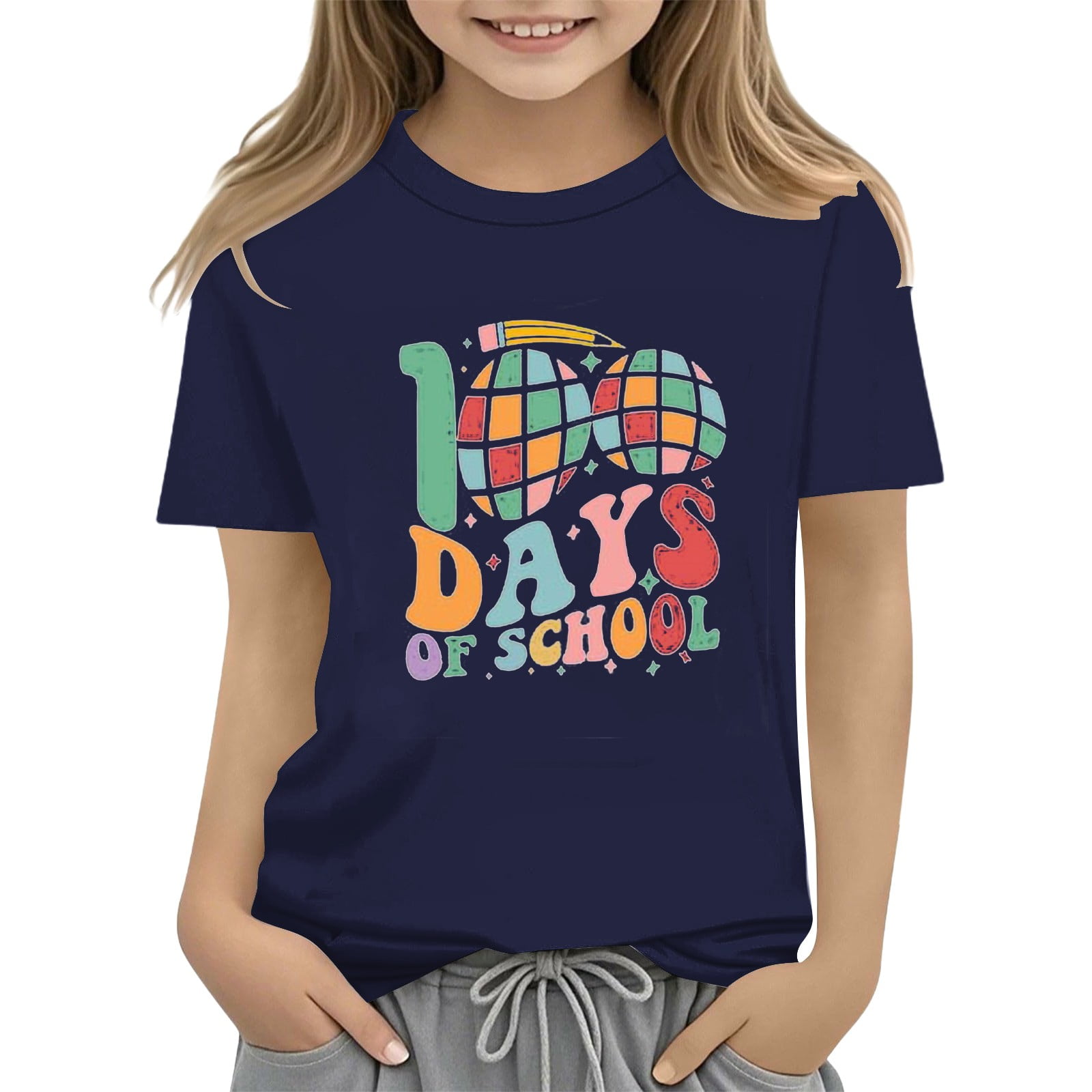 JAHH Kids Summer Tops Crewneck Tees 100th Day of School Celebration ...