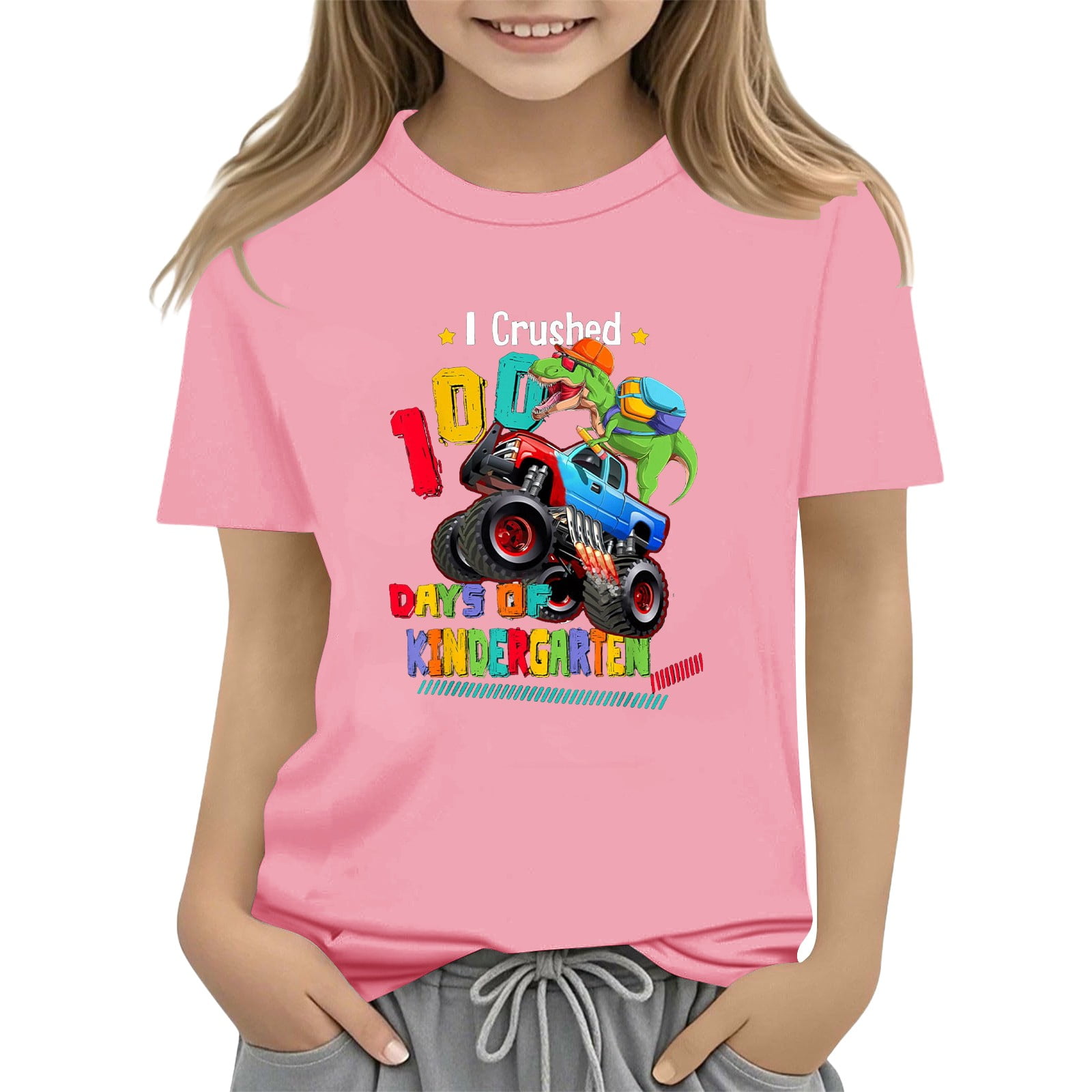 JAHH Kids Summer Tops Crewneck Tees 100th Day of School Celebration ...
