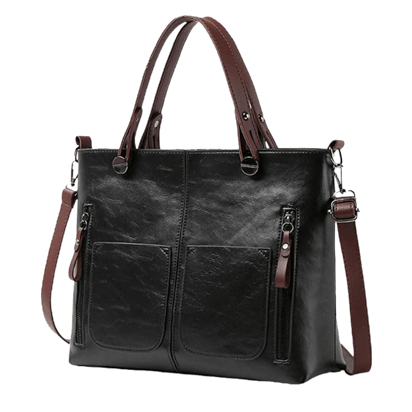 JAHH Ladies Vintage Leather Shoulder Bag Large Capacity Tote Bags Women ...