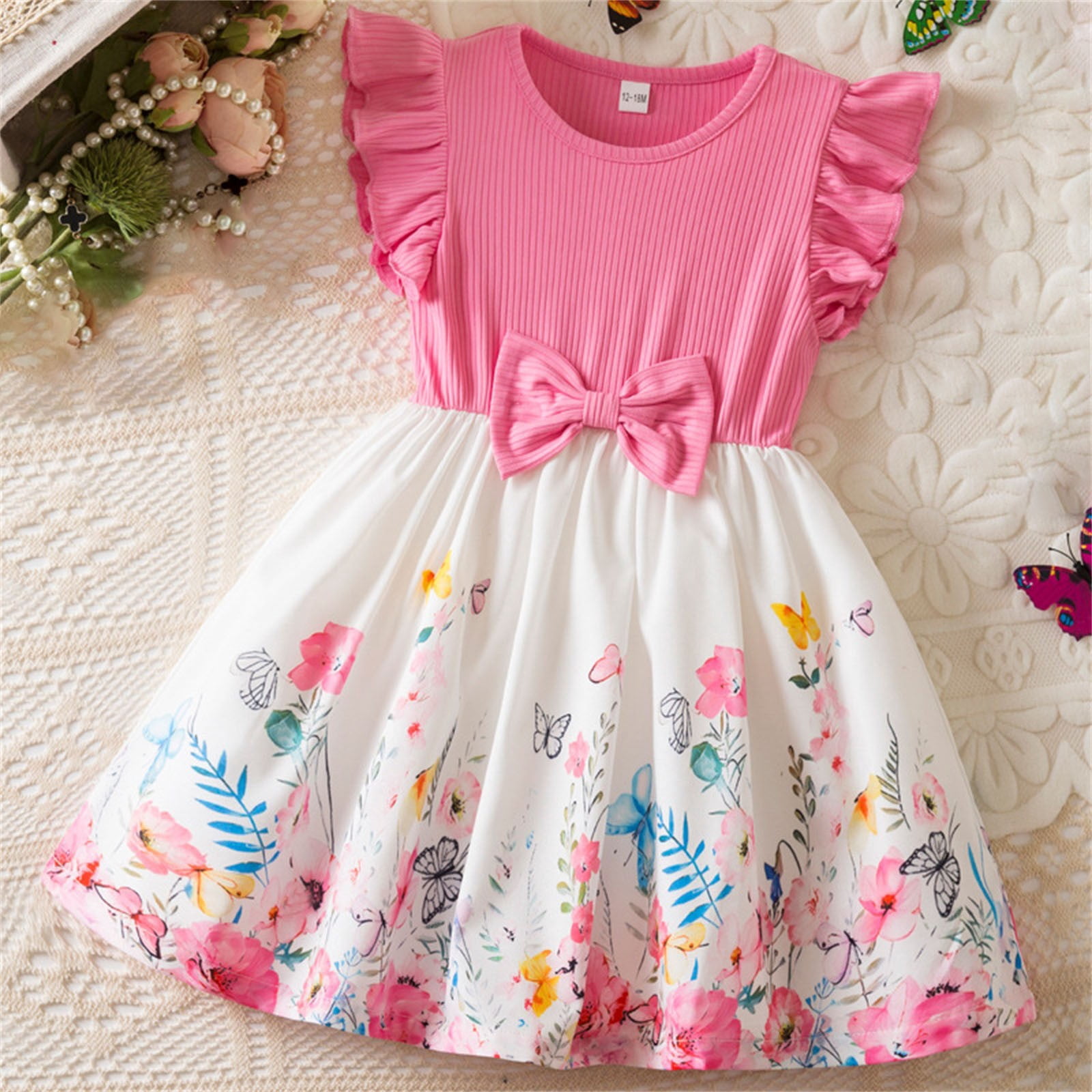 JAHH Toddler Girls Summer Casual Print Dress 𝖥loral Sweet Cute Baby ...