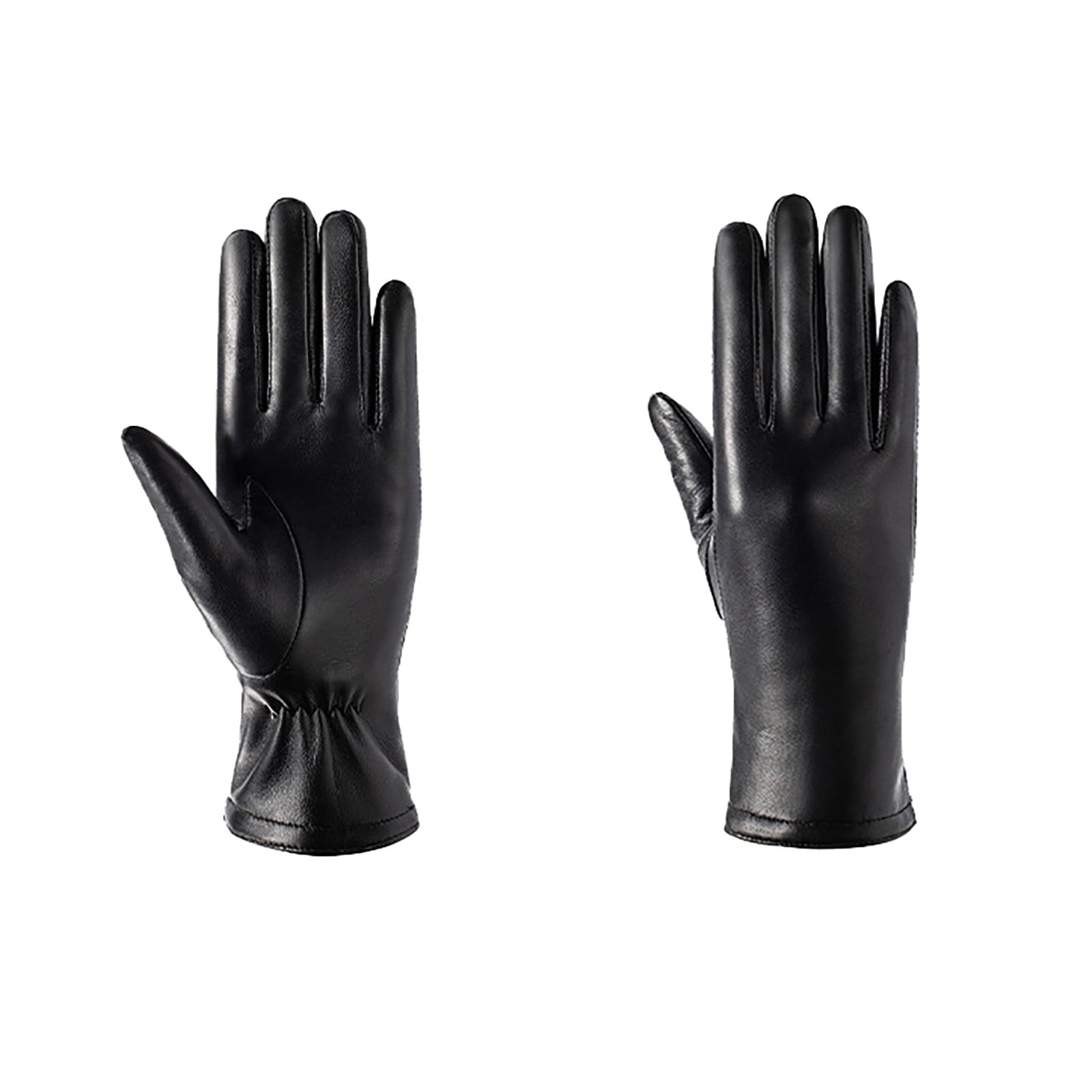 JAHH Winter PU Leather Gloves for Women Warm Thermal Touchscreen ...