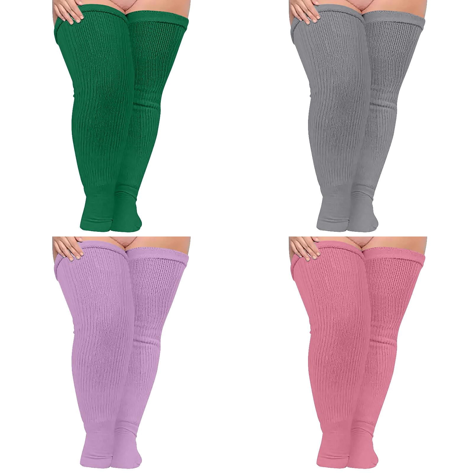 JAHH Women Plus Size Over Knee Cotton Socks Extra Long Extra Thick ...