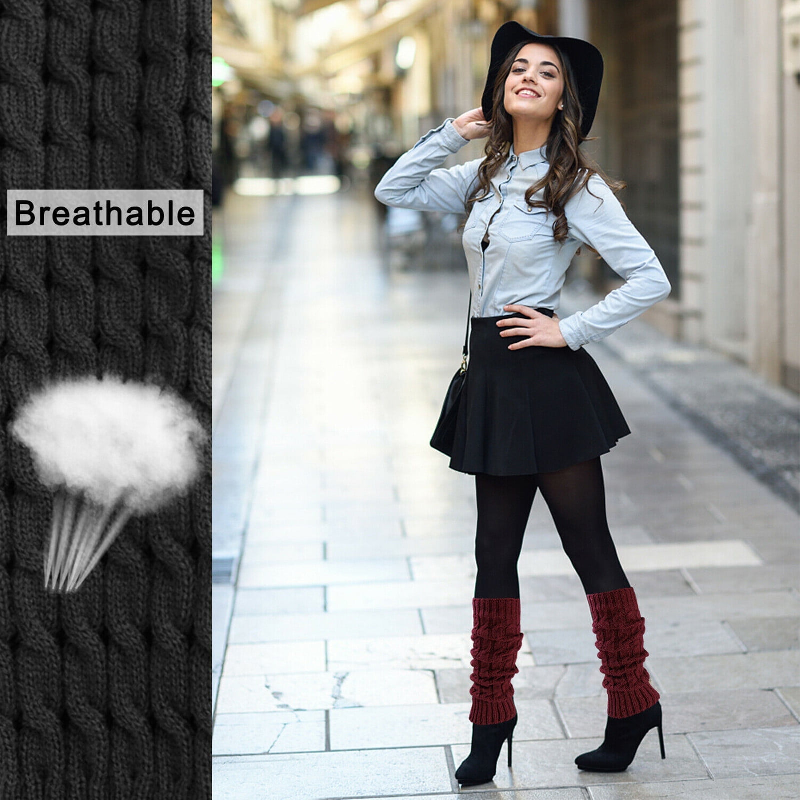 JAHH Women Thigh Long Boot High Knit Warm Girls Socks High Knit Cable ...