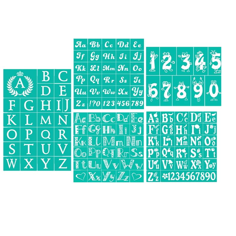 JAJADO 5 Pcs Letter Stencils Symbol Numbers Craft Reusable Alphabet ...