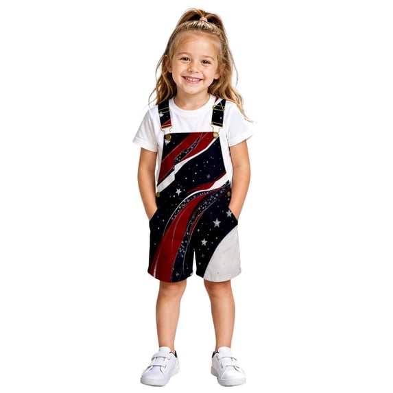 JAJAHO Boys Girls Overall Shorts Independence Day Adjustable Straps ...