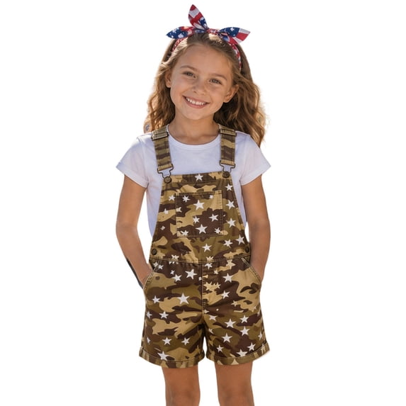 JAJAHO Boys Girls Overall Shorts Independence Day Adjustable Straps ...